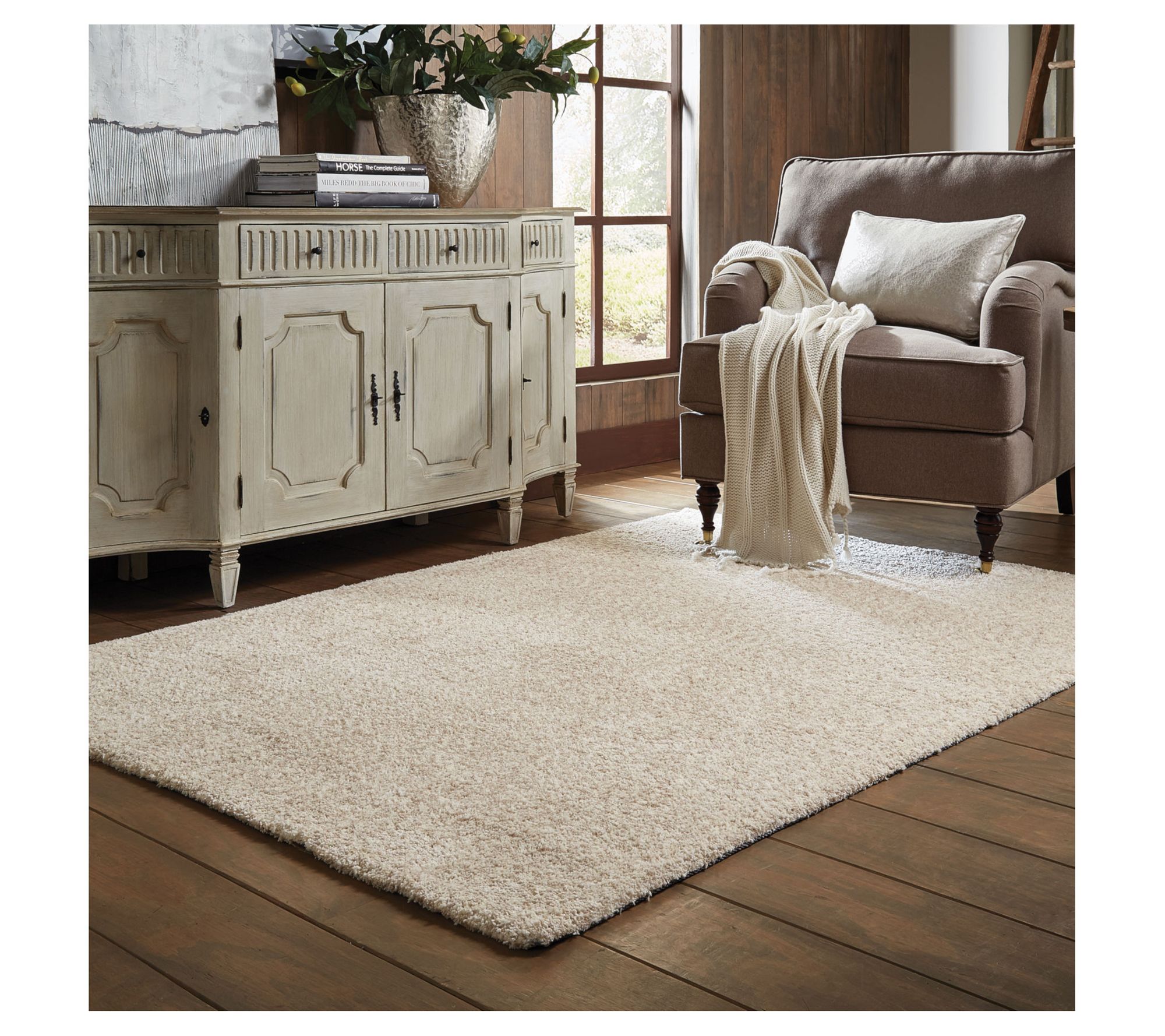 Linden Place Ivory Casual Solid Shag 5'x7' Rug - QVC.com