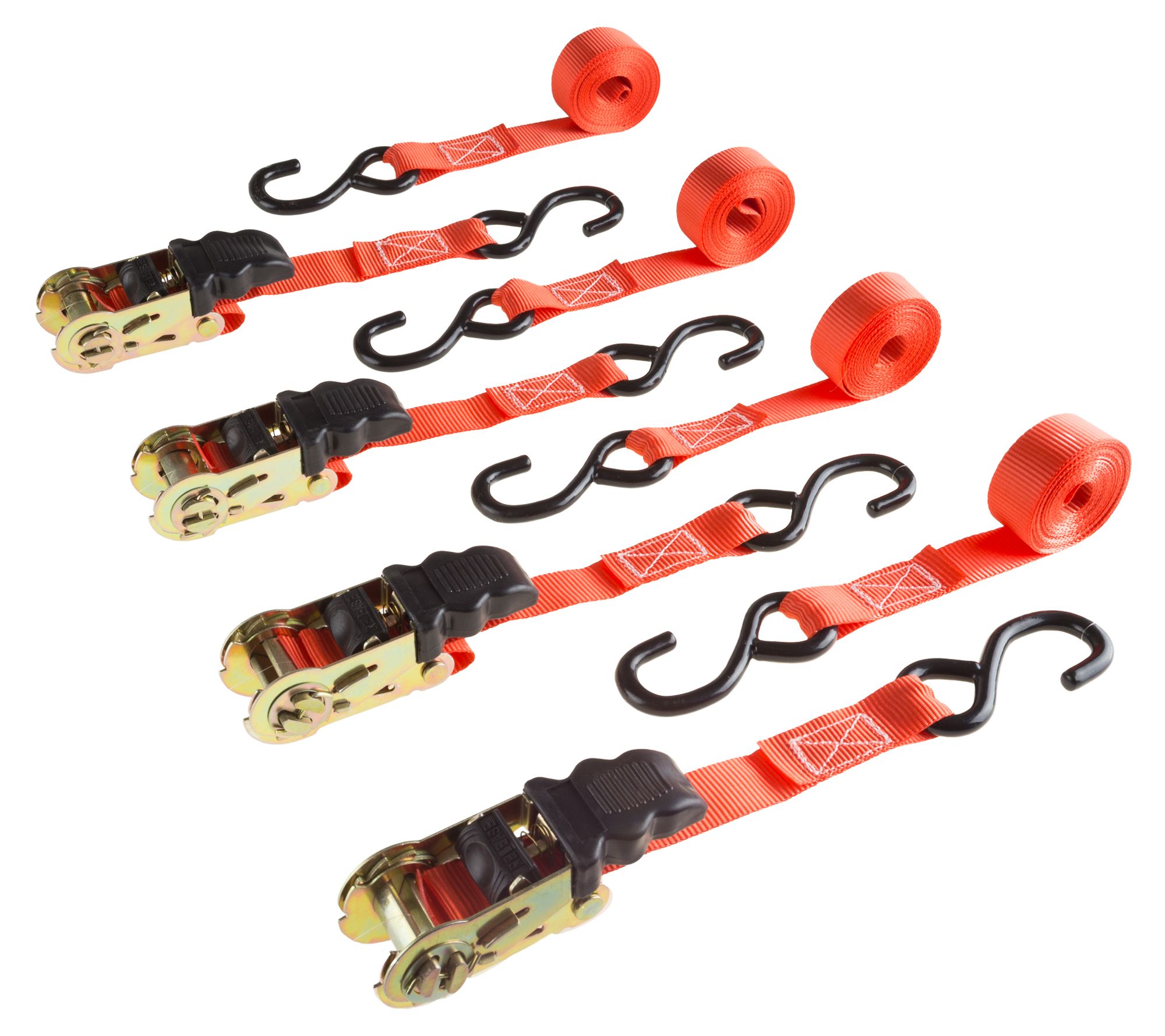 Stalwart 4-PK Ratchet Tie-Down Straps 1500lb Break Strength - QVC.com