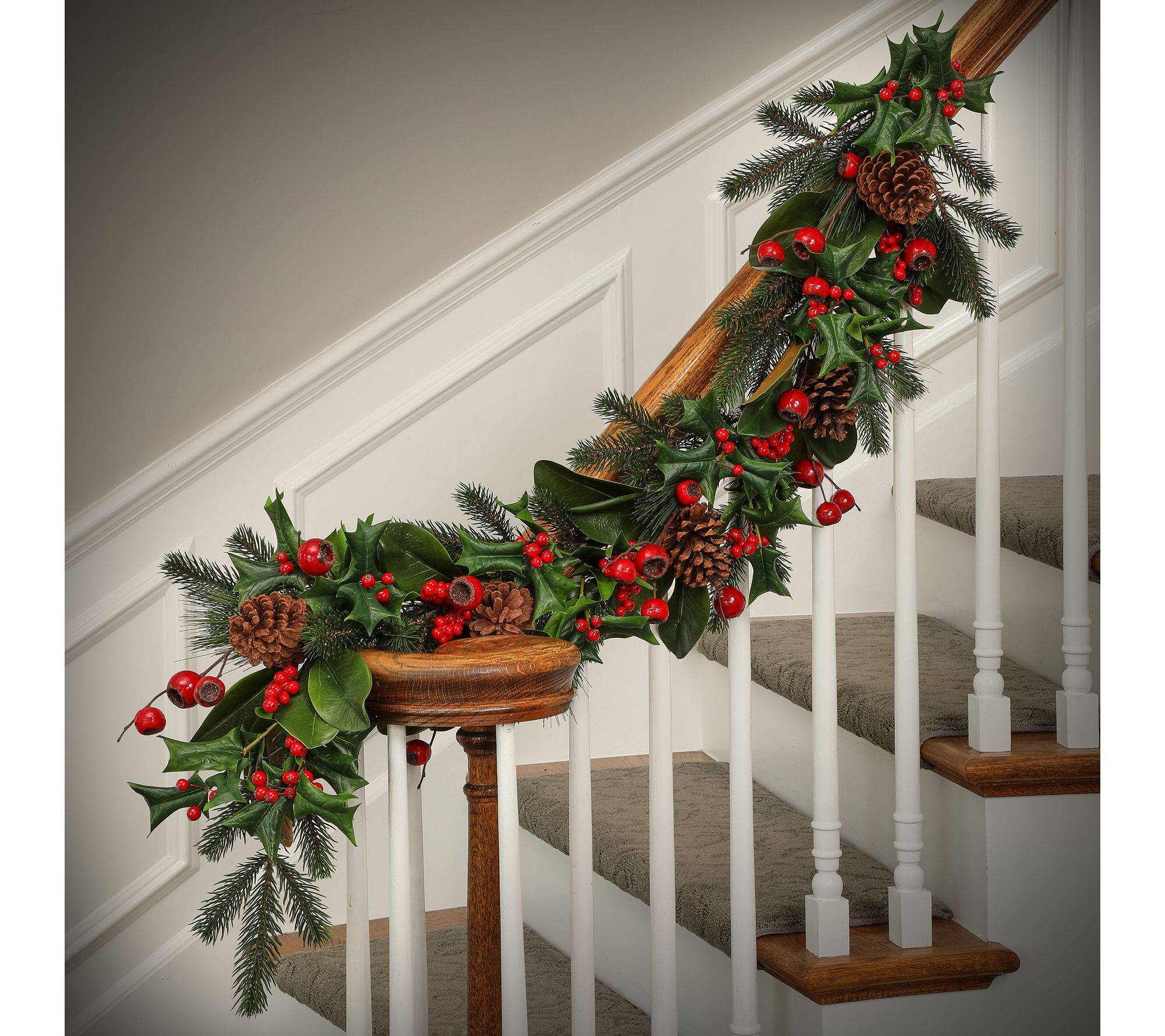 48" Berry/Pine/Magnolia/Holly Garland By Valerie - QVC.com