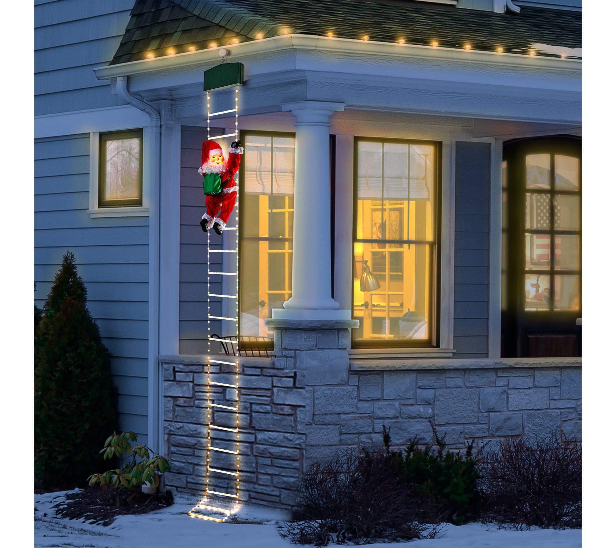 Mr. Christmas 10' Outdoor Animated Rope LadderClimbing Santa - QVC.com