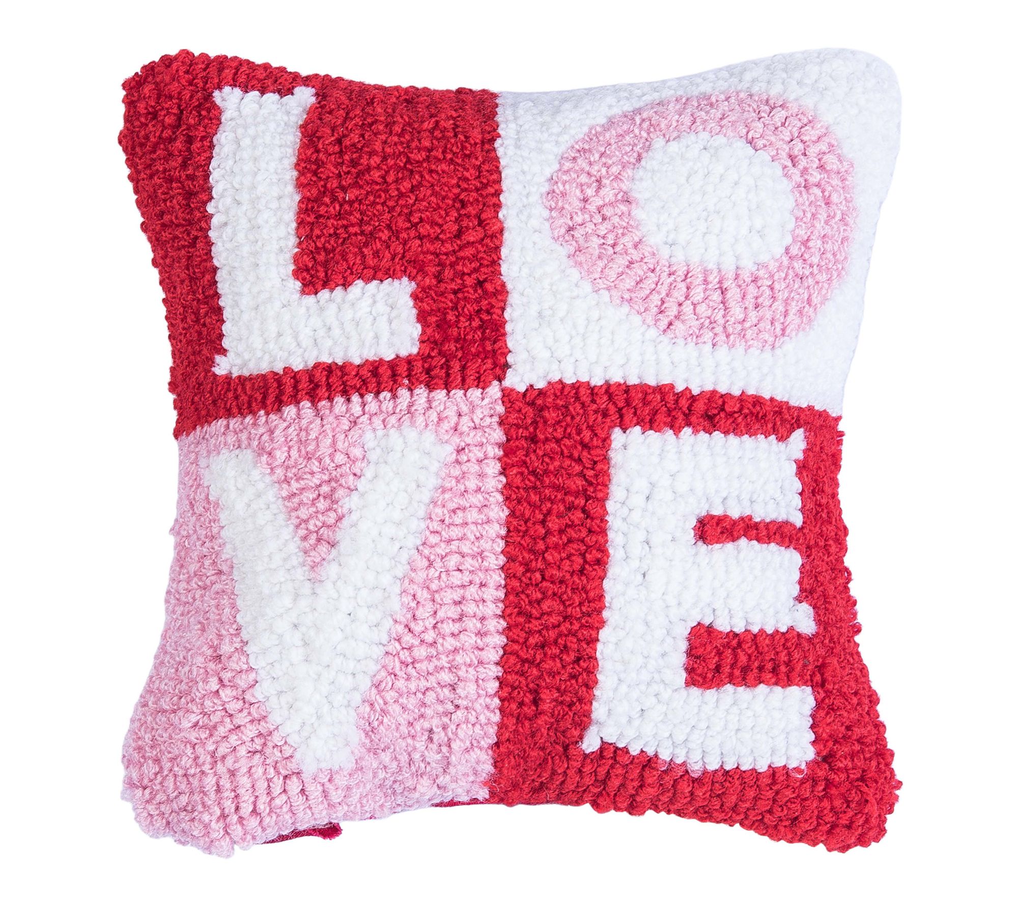 Love Color Block Hooked Throw Pillow by Valerie - QVC.com