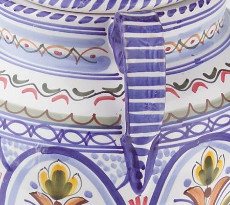 Spanish Handpainted Ceramic Cookie Jar with Blue Accents - QVC.com