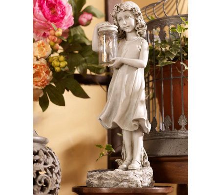 17-inch Girl w/Firefly Jar Solar Garden Statue by Valerie - QVC.com