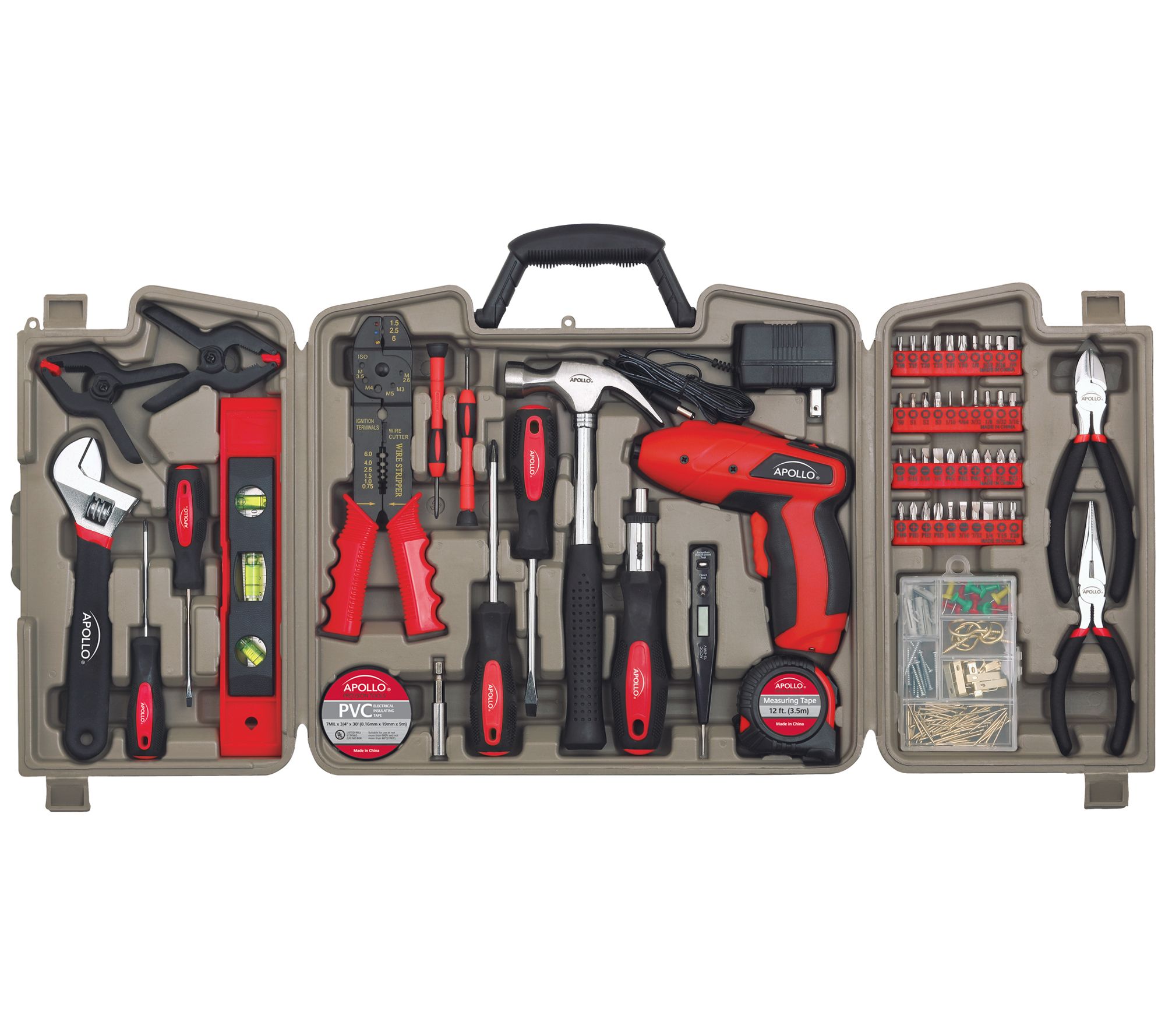 Apollo Tools 161-Piece Tool Kit with 4.8-Volt Screwdriver - QVC.com