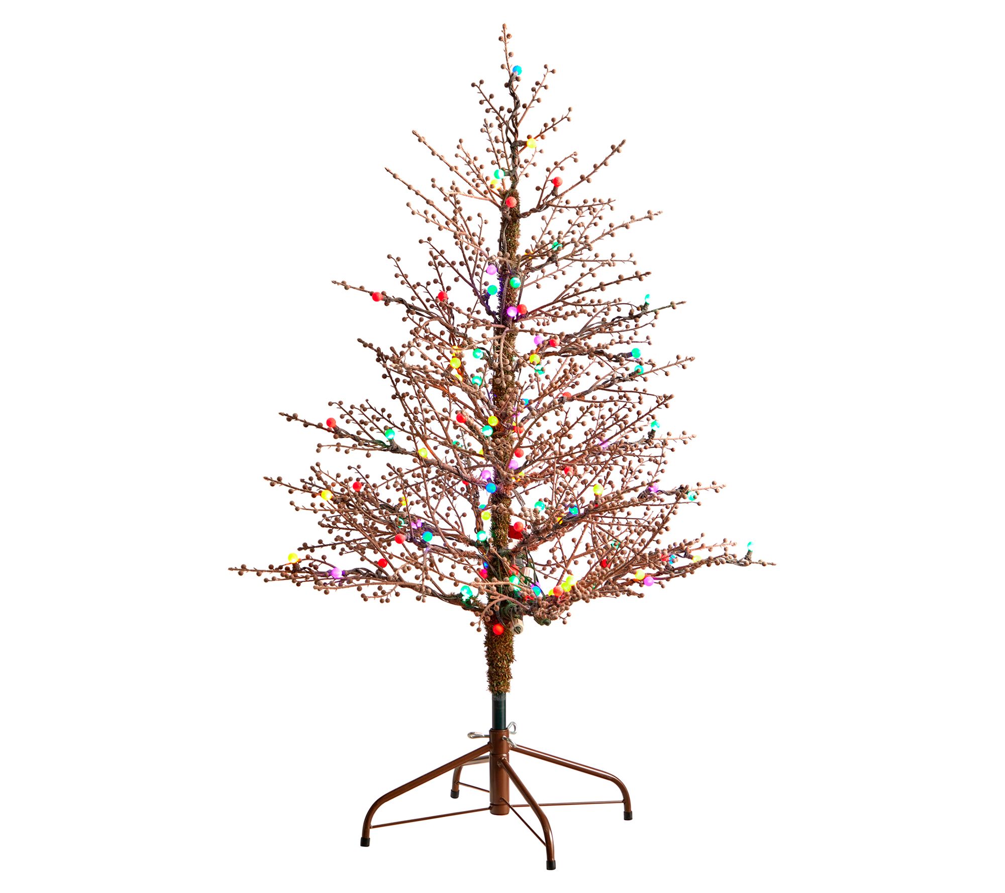 Nearly Natural 4' Frosted Berry Twig Tree w/100 Lights - QVC.com