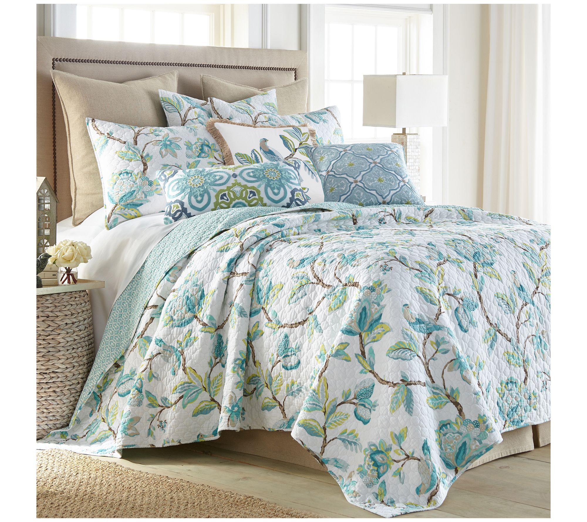Levtex Home Cressida 3-Piece Floral King/Cal Kig Quilt Set - QVC.com