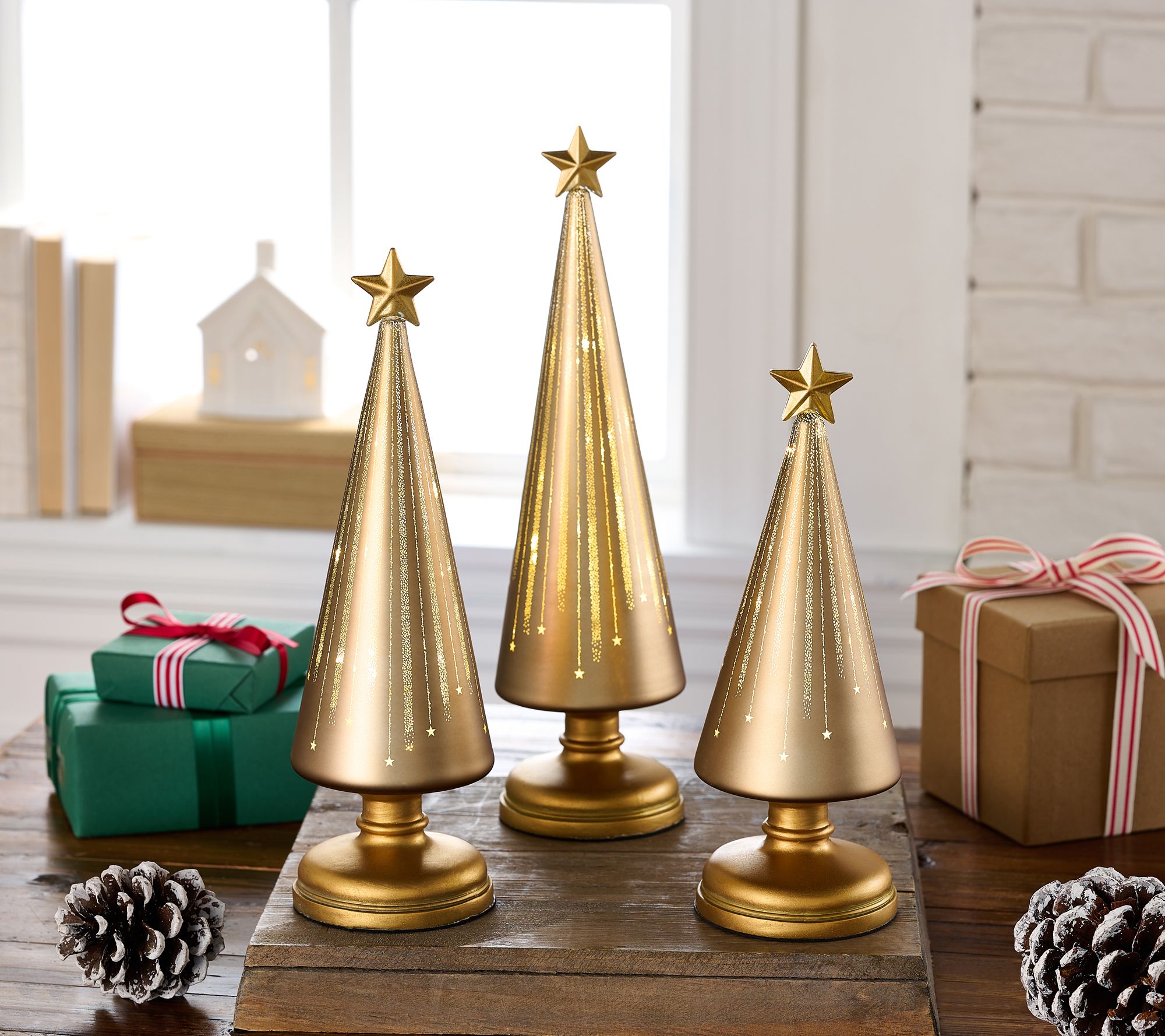 "As Is" Set of 3 Illuminated Starry Night Trees by Valerie - QVC.com