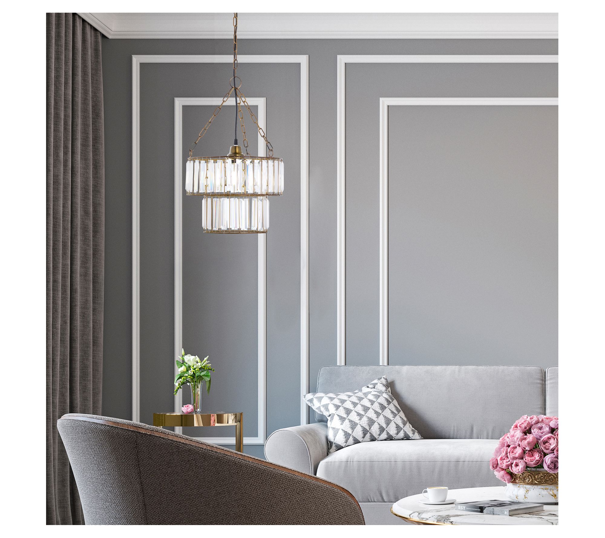 River of Goods 12"W 1-Light Constance Glass and Metal Pendant - QVC.com