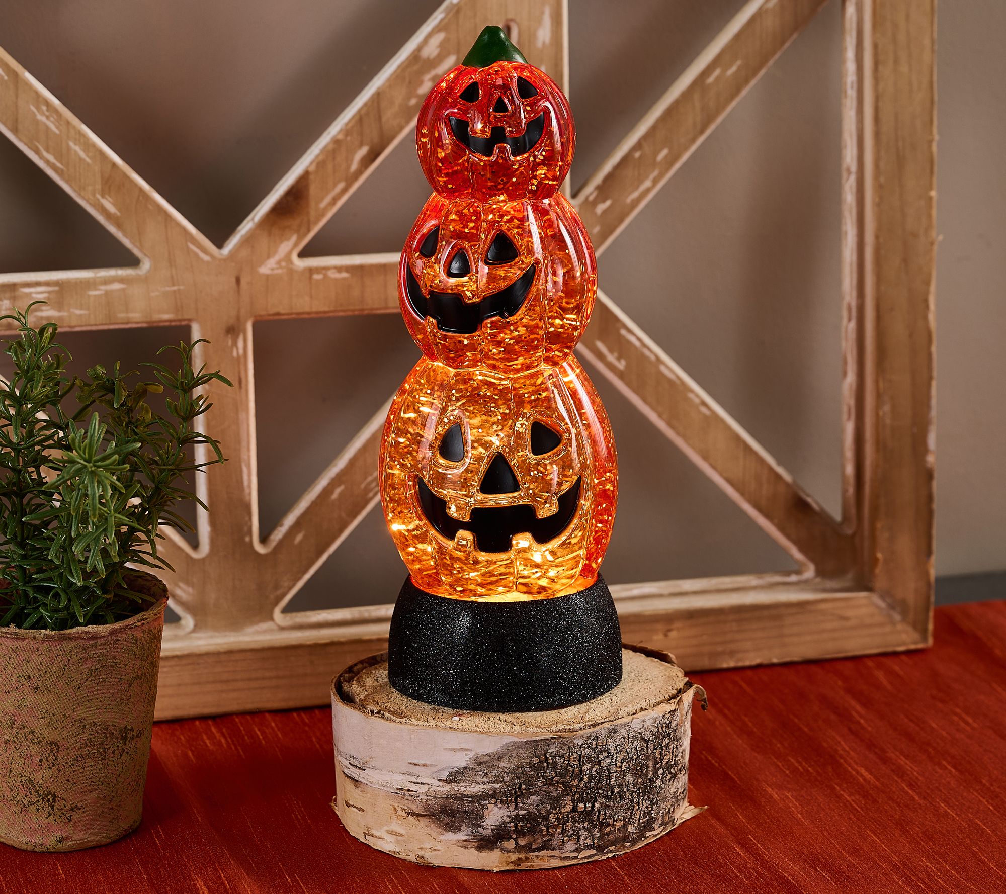Illuminated Glitter Pumpkin Figure by Valerie - QVC.com