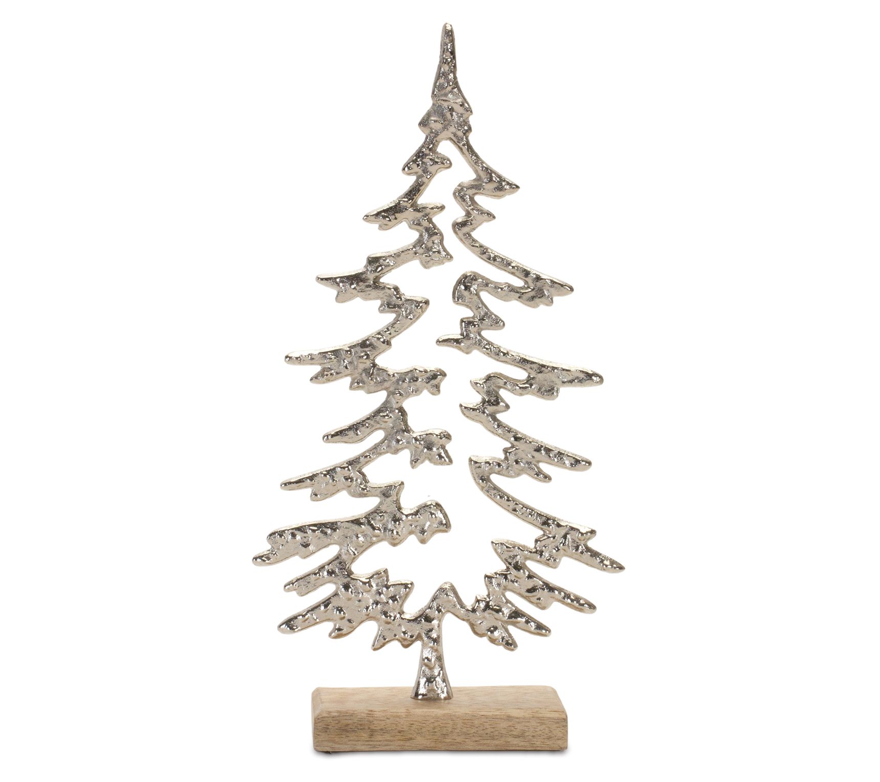 Melrose Metal Pine Tree on Natural Base (Set of2) - QVC.com