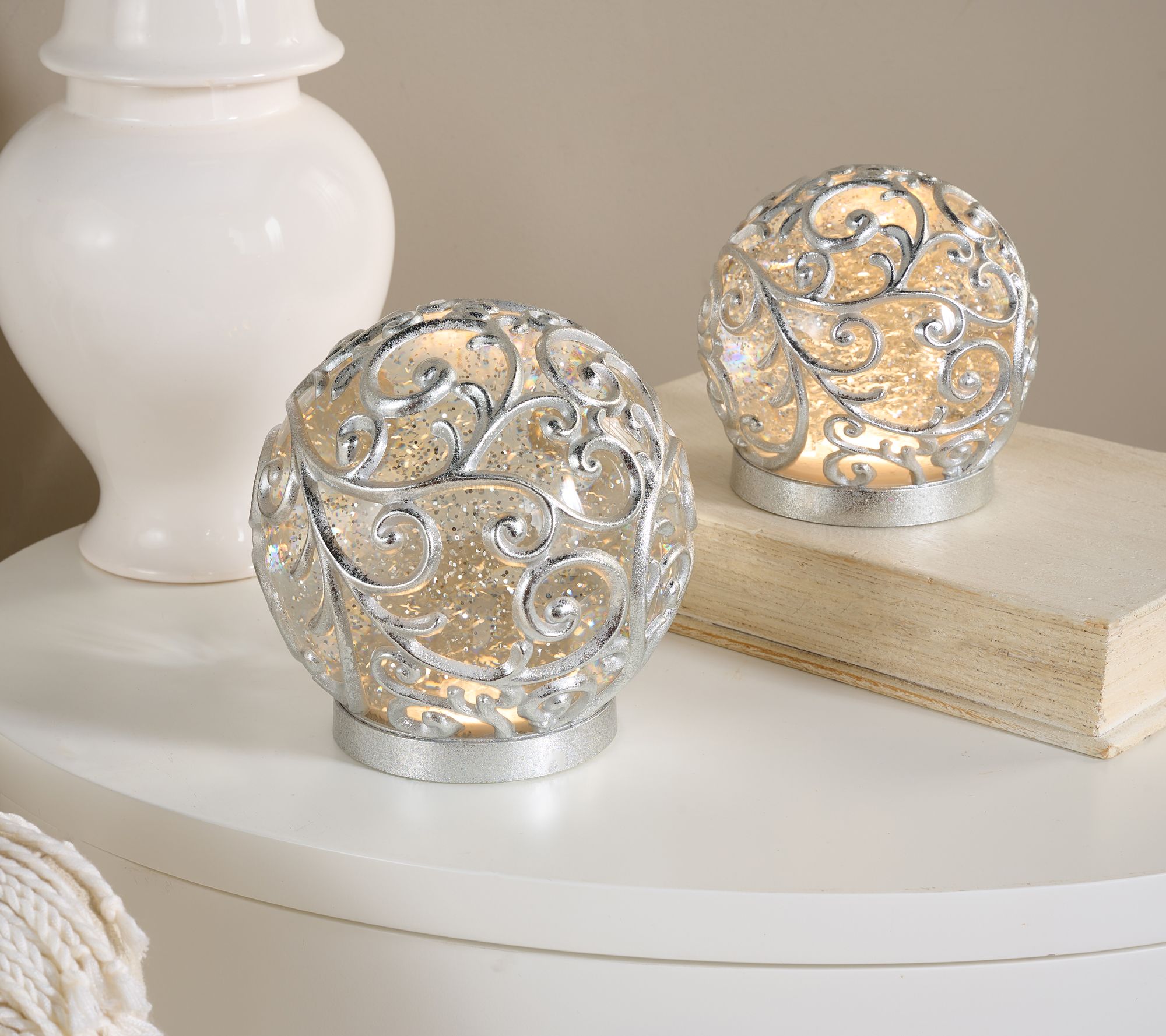 Choice of Illuminated Glitter Scroll Design Sphere by Valerie - QVC.com