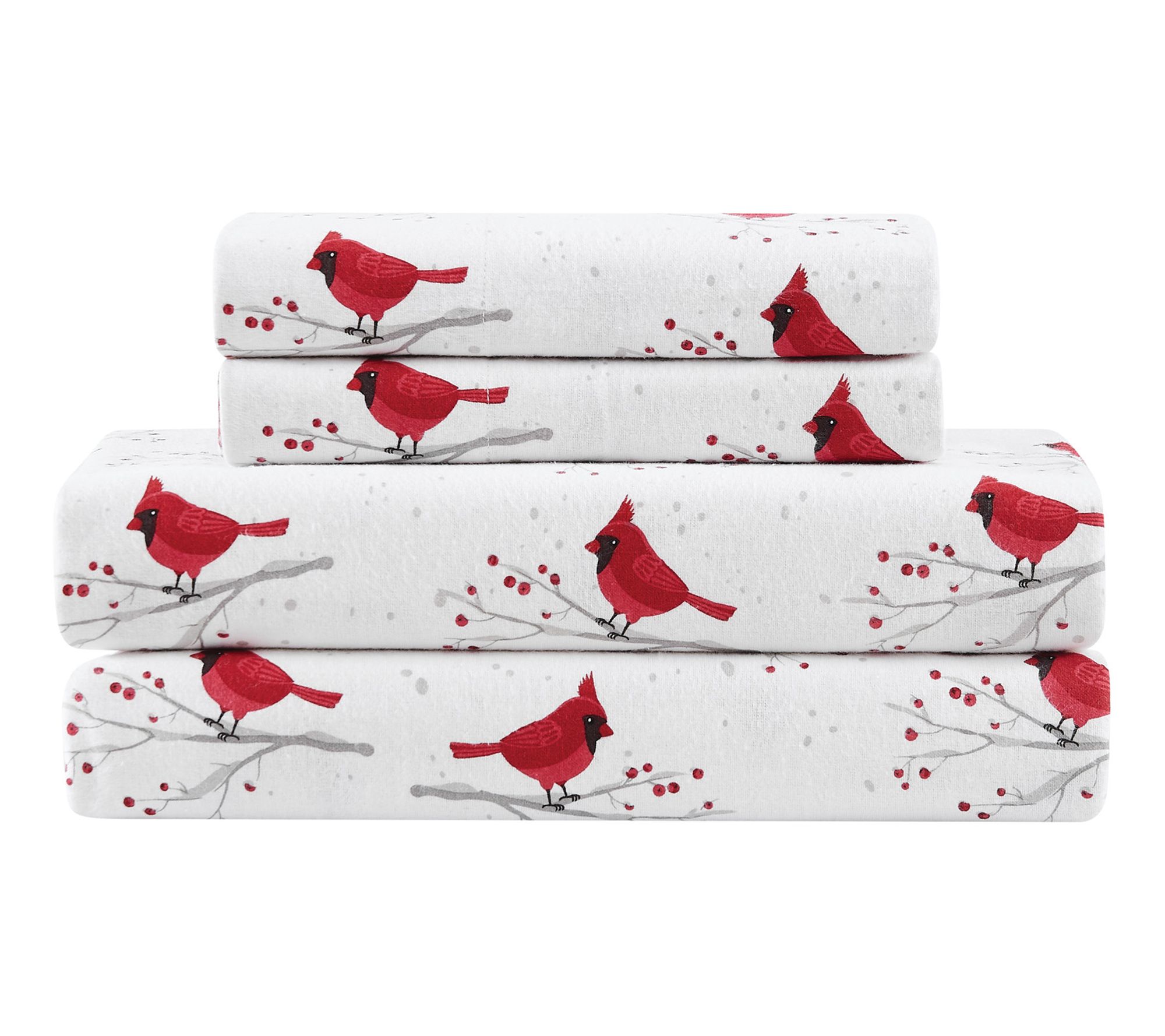 Truly Soft Cardinals Queen Flannel Sheet Set - QVC.com