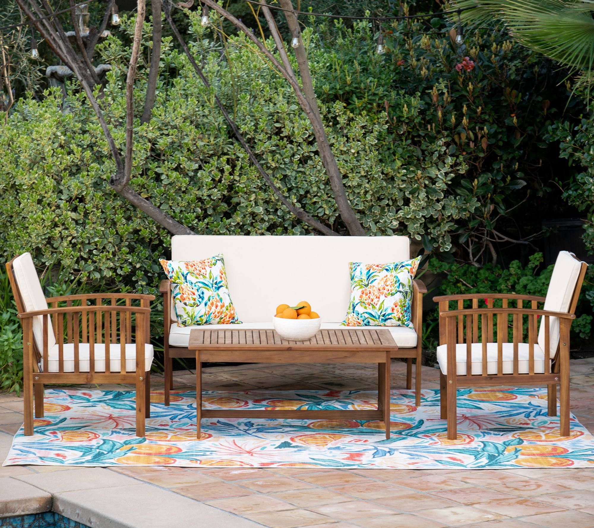 Linon Home Caneel 4-Piece Outdoor Chat Set - QVC.com