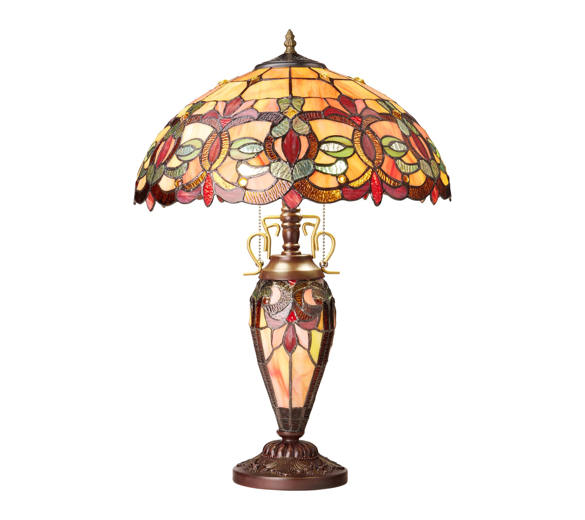River of Goods 24.5" H Amber Stained Glass Table Lamp - QVC.com