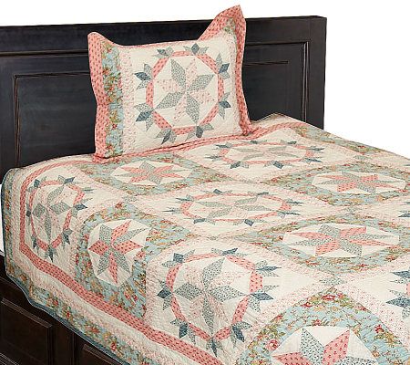 Country Living Ella 100% Cotton Twin Quilt and Sham Set - QVC.com