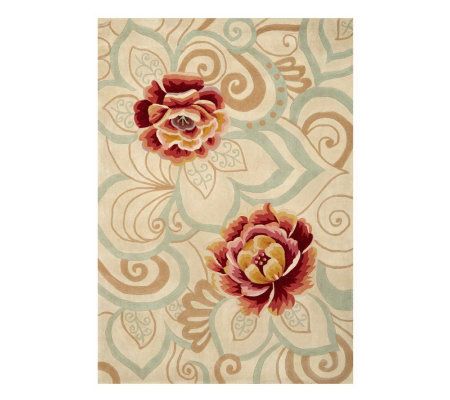 Royal Palace Vibrant Floral 5' X 7' Handmade Wool Rug - QVC.com