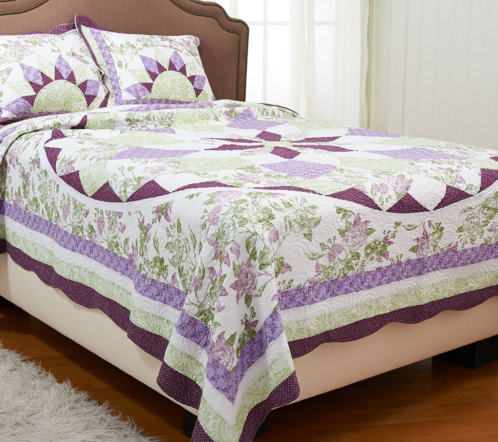 French Star FL/QN 100% Cotton Quilt Set with - QVC.com