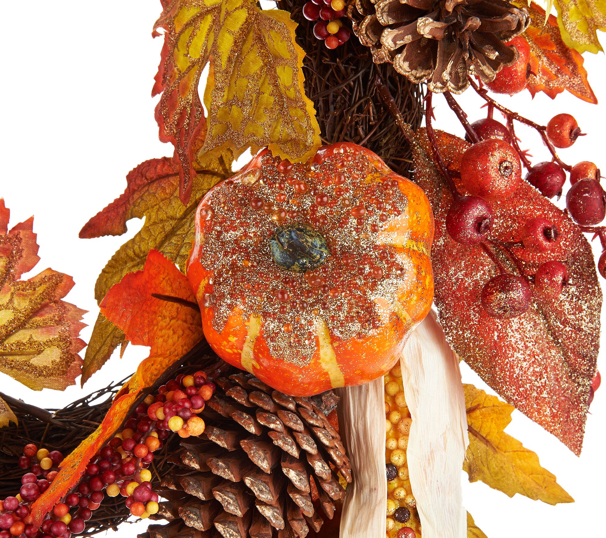 Beaded Pumpkin, Corn and Pinecone Collection - QVC.com