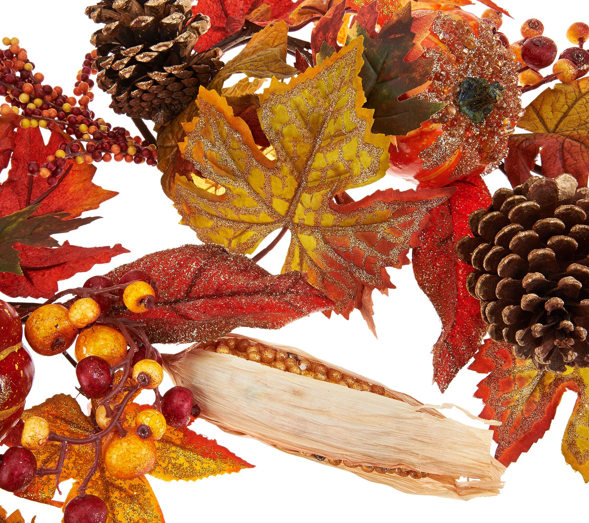 Beaded Pumpkin, Corn and Pinecone Collection - QVC.com