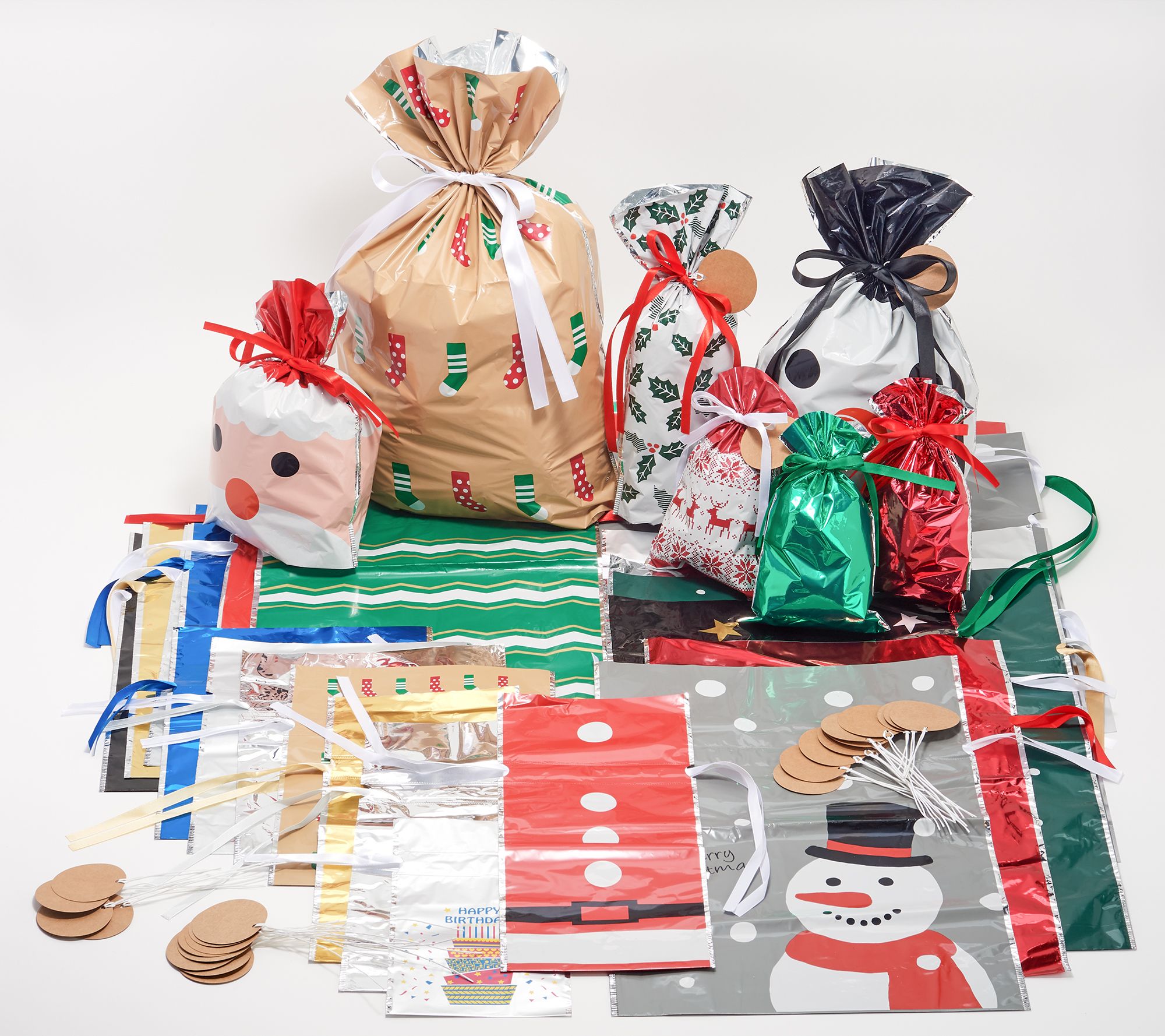 "As Is" Kringle Express 60-Pc Drawstring Gift Bag Set - QVC.com