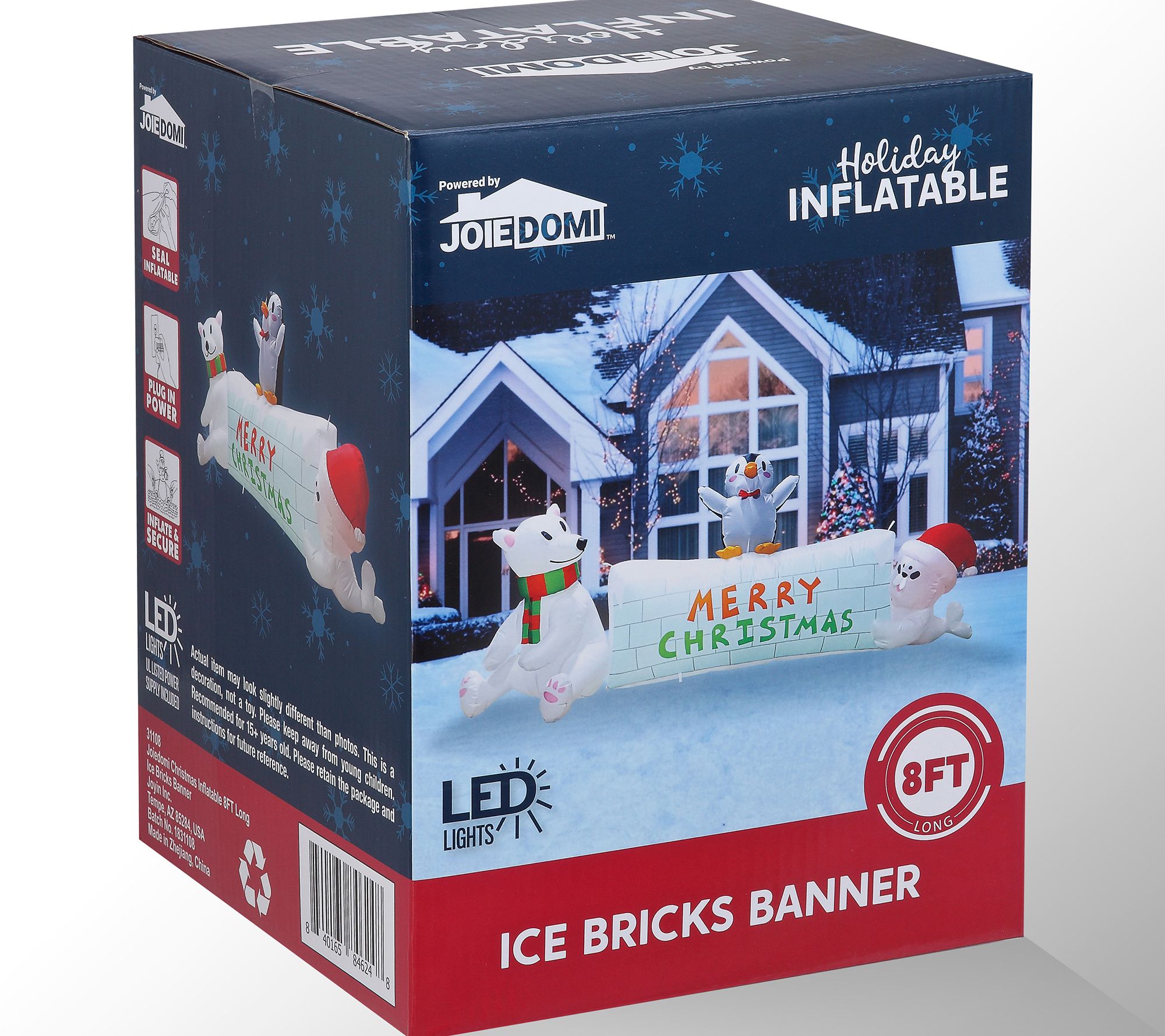 Joiedomi 8' Polar Bear with Ice Banner Inflatab le Decoration - QVC.com