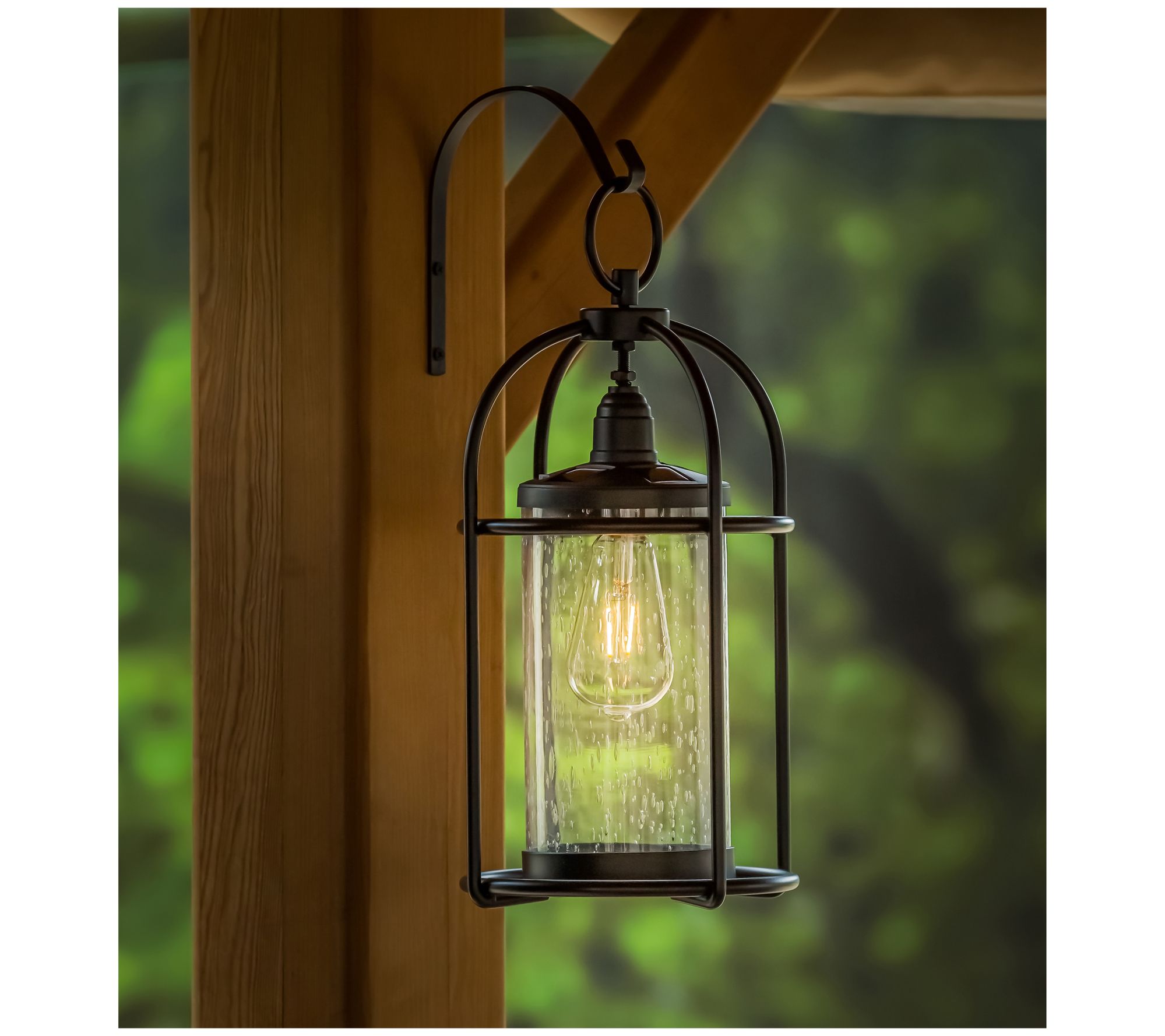 Evergreen Solar Metal Lantern With Clear Glass - QVC.com