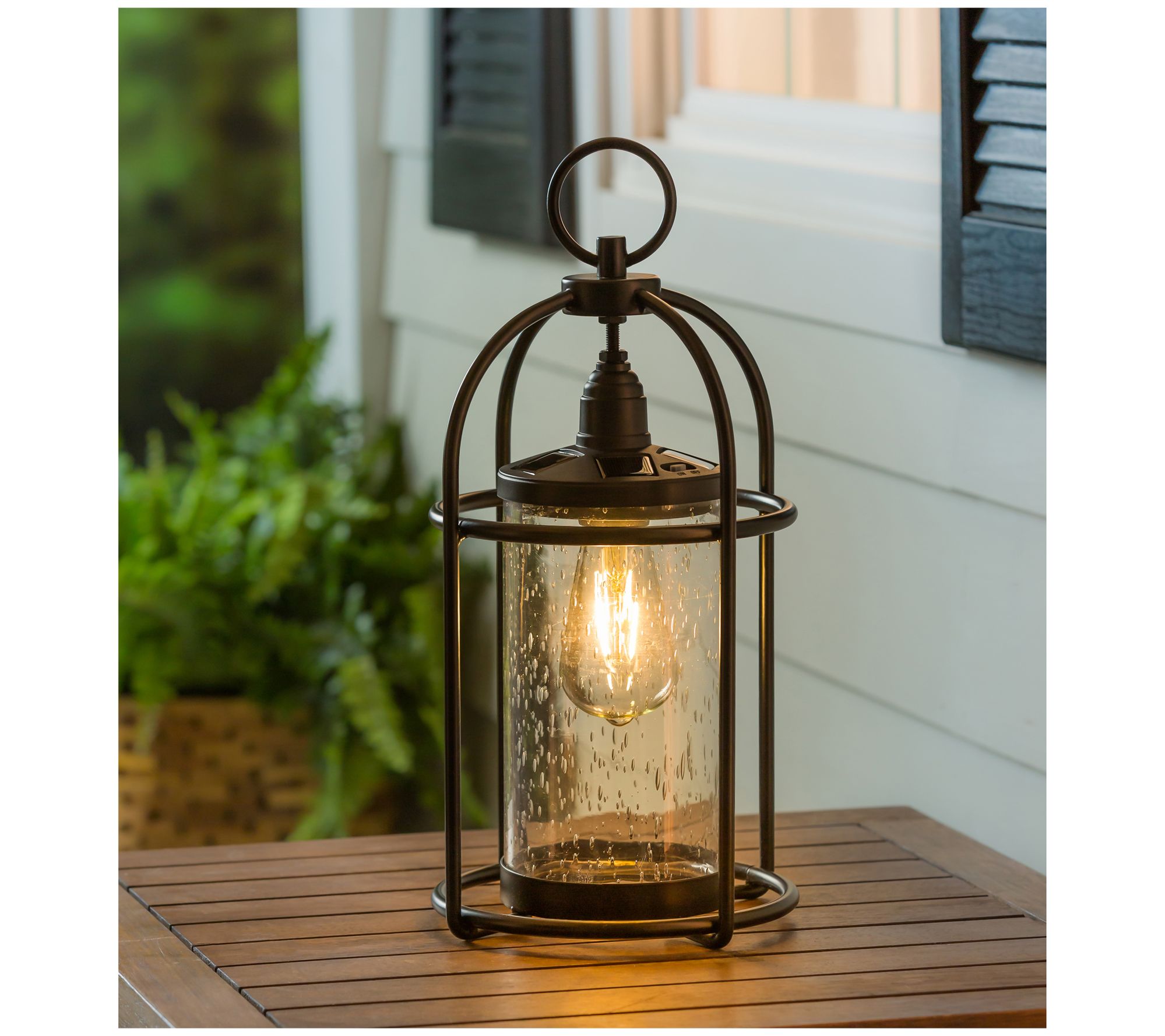 Evergreen Solar Metal Lantern With Clear Glass - QVC.com
