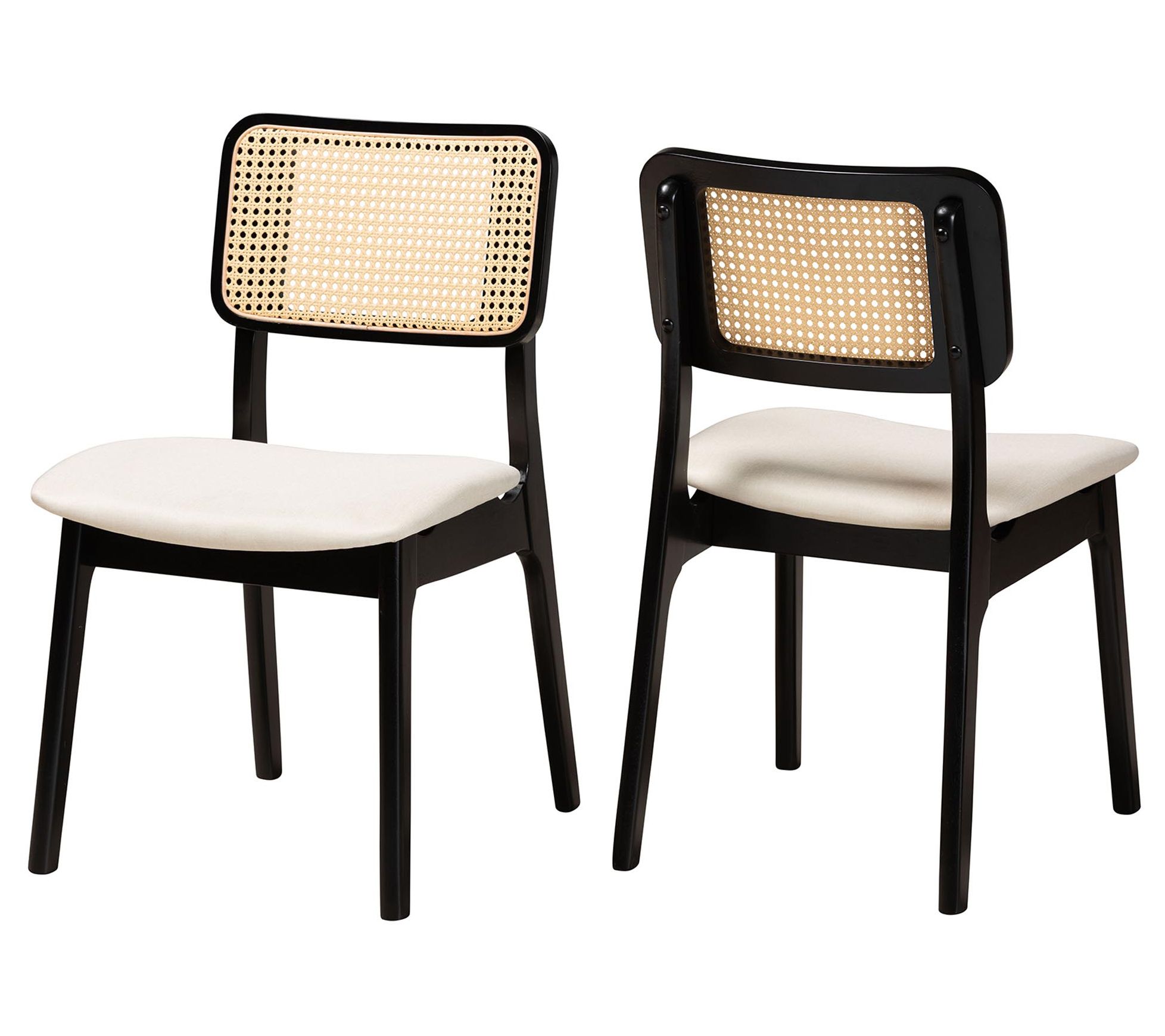 Baxton Studio D annon Cream Fab ric Dining Chai r Set of 2 - QVC.com