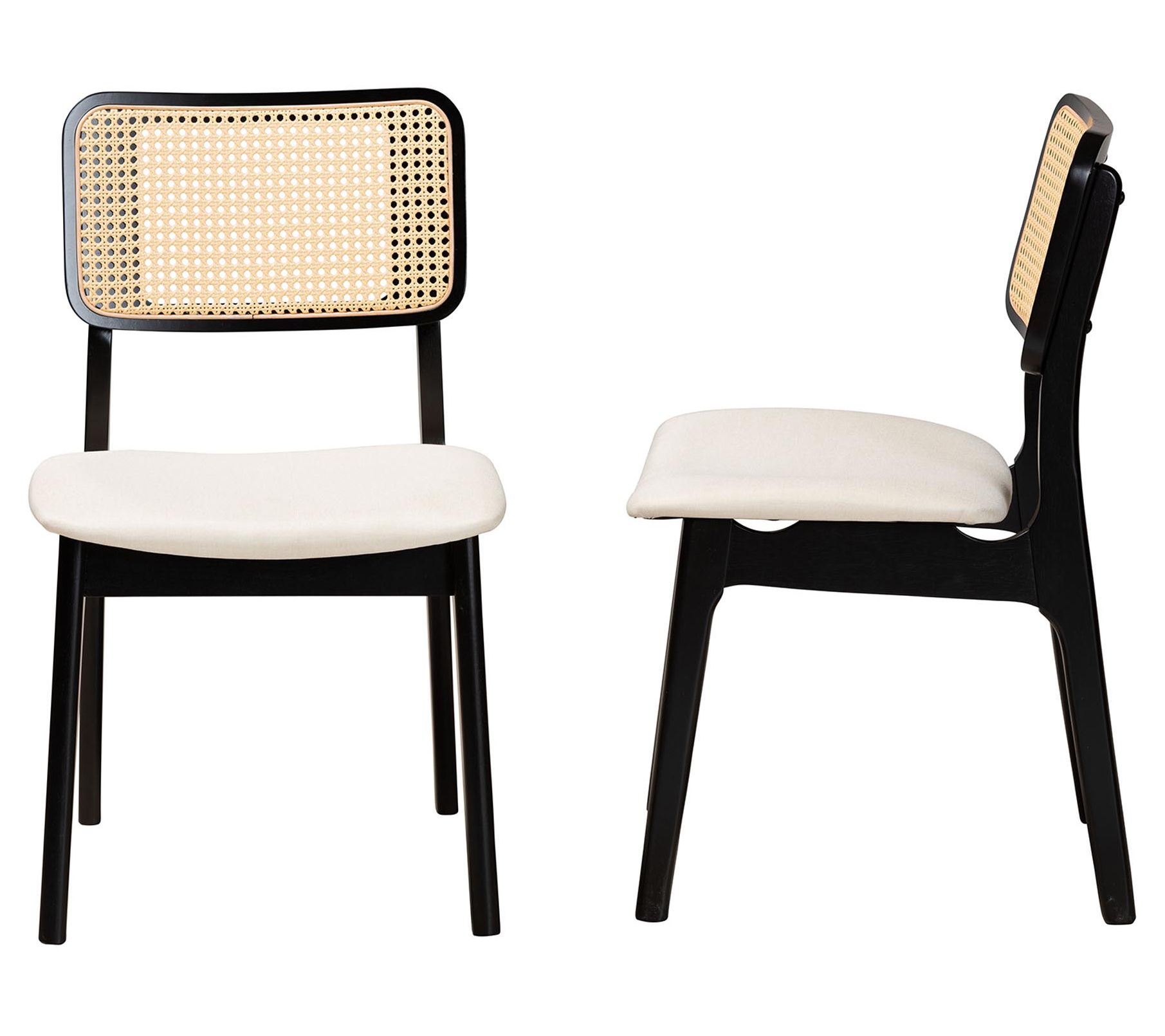 Baxton Studio D annon Cream Fab ric Dining Chai r Set of 2 - QVC.com