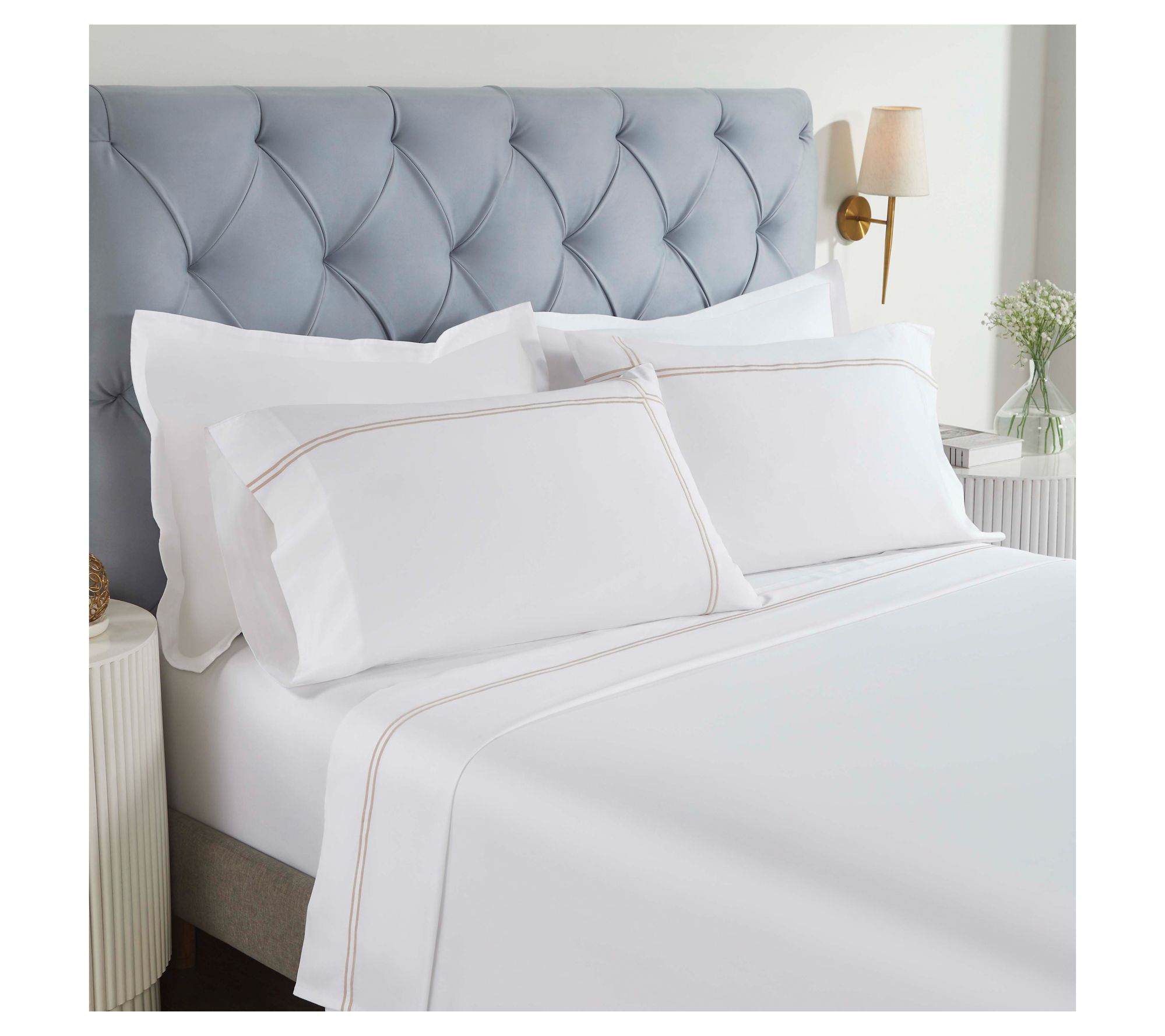 Superior Spring Blooms Cotton Embroidered SheetSet-Cal/King - QVC.com