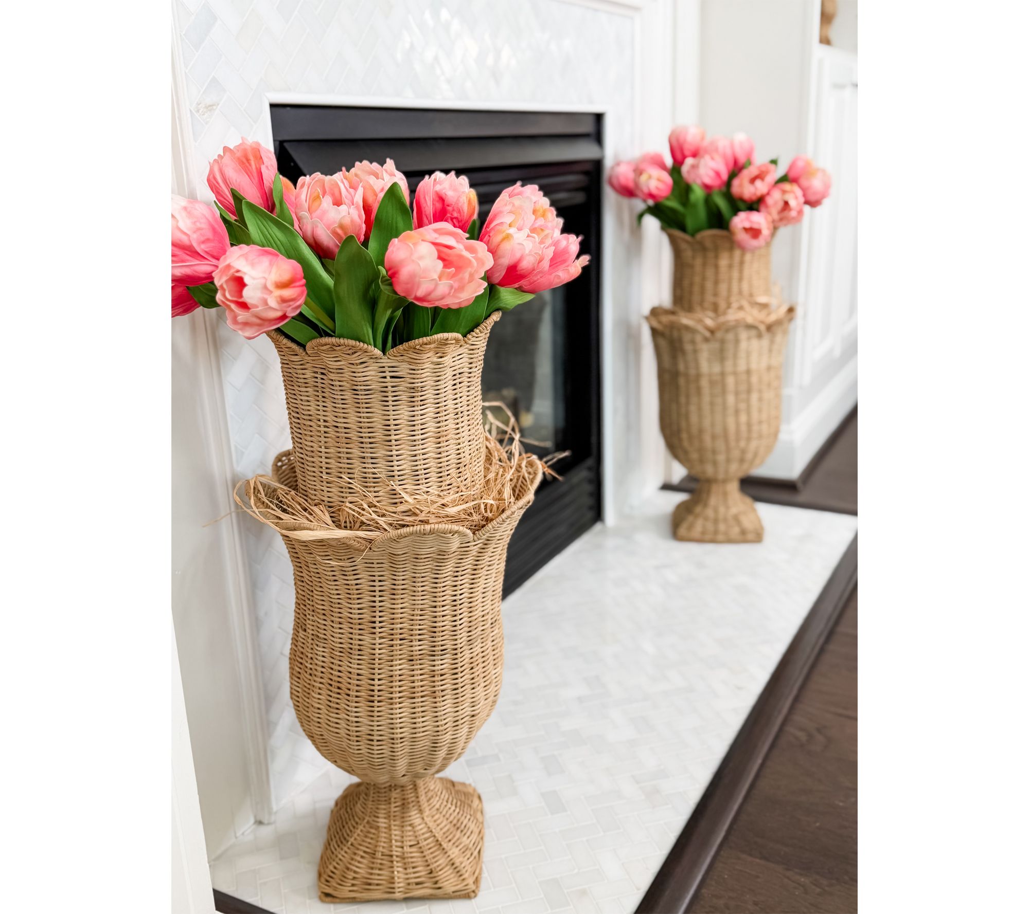 "As Is" Simply Stunning 15" Woven Scalloped Footed Urn by Janine Graff ...