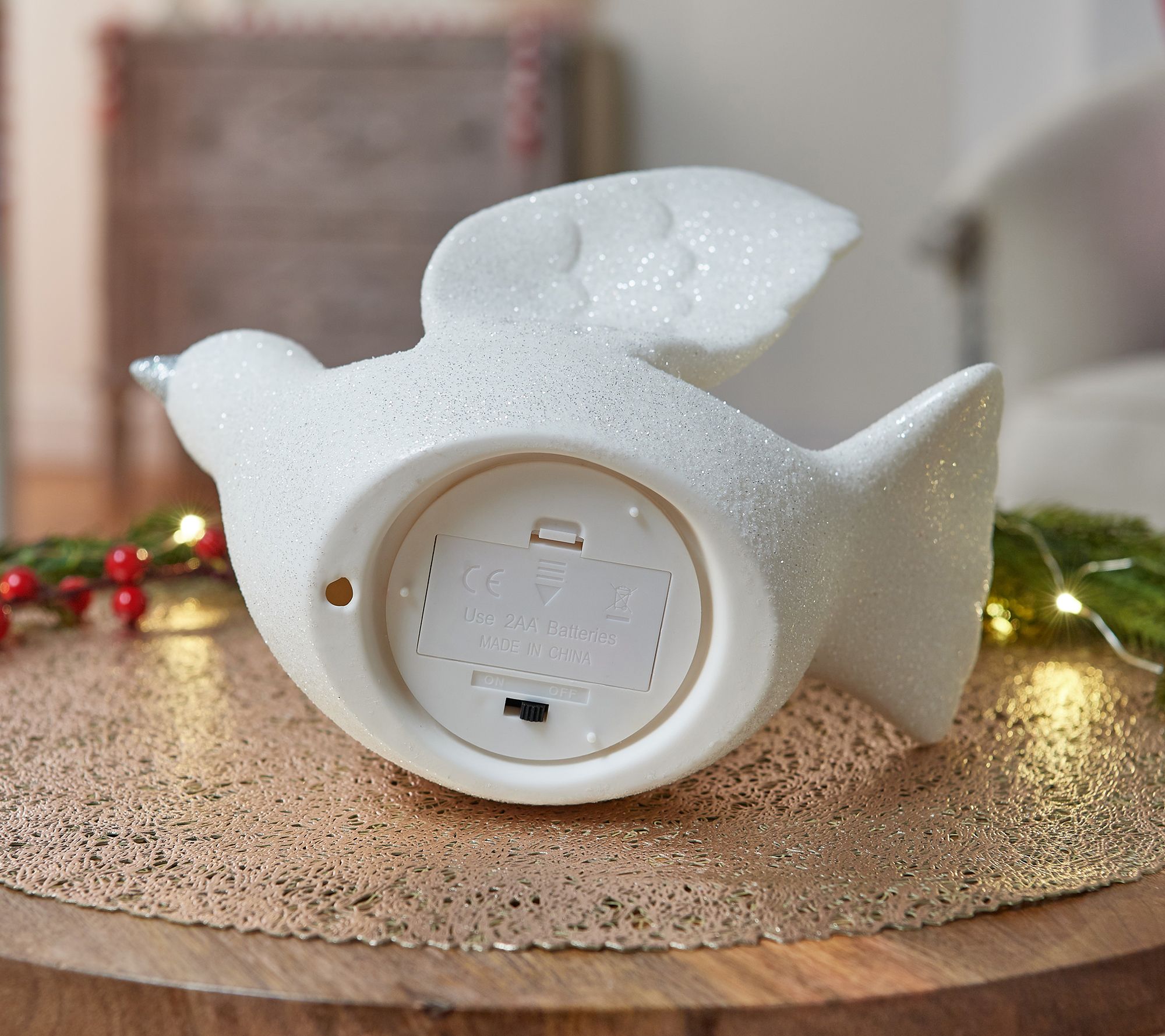 "As Is" Illuminated Glistening Porcelain Dove in Flight - QVC.com
