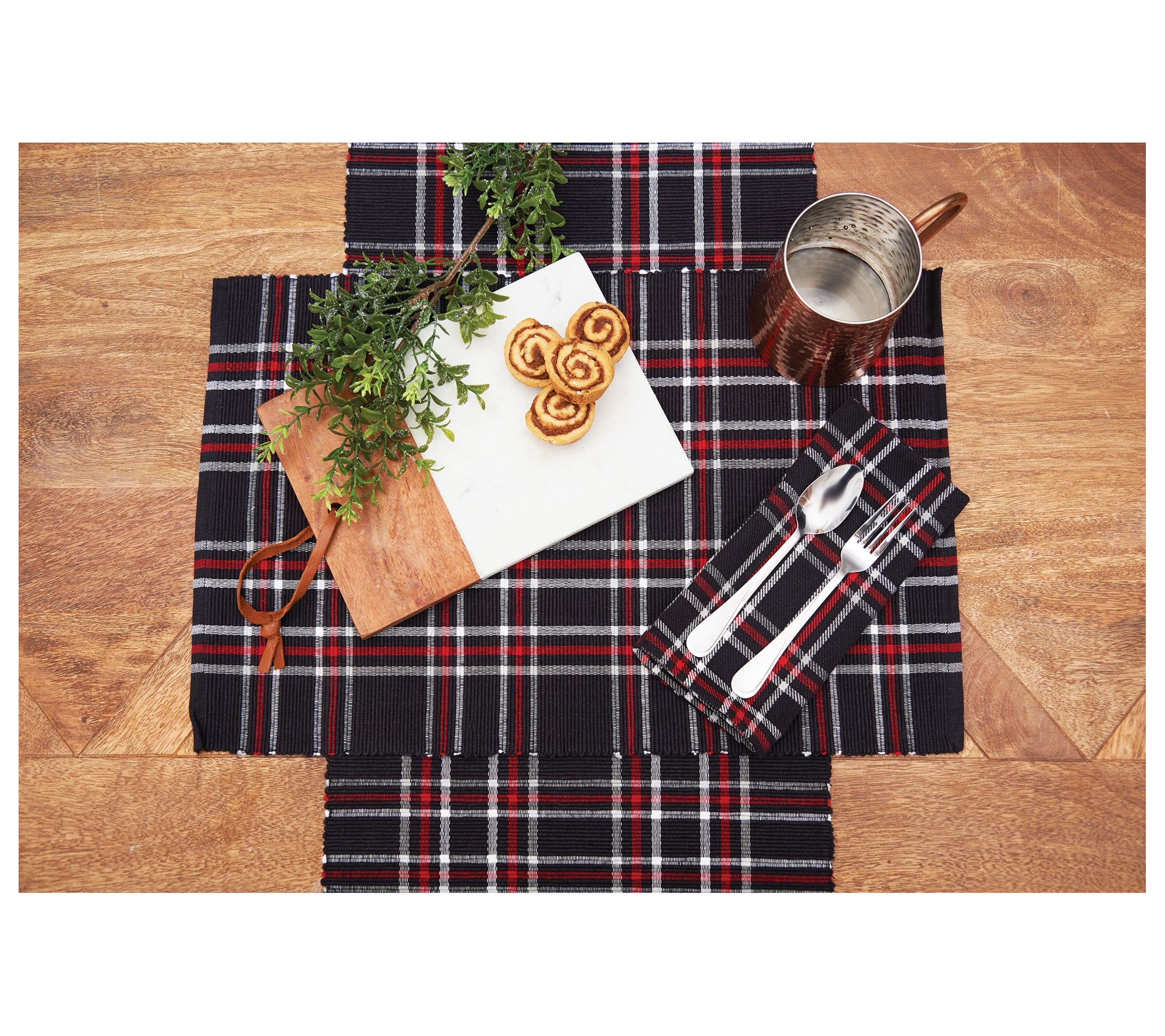 13" x 72" Poinsettia Plaid Woven Table Runner by Valerie - QVC.com