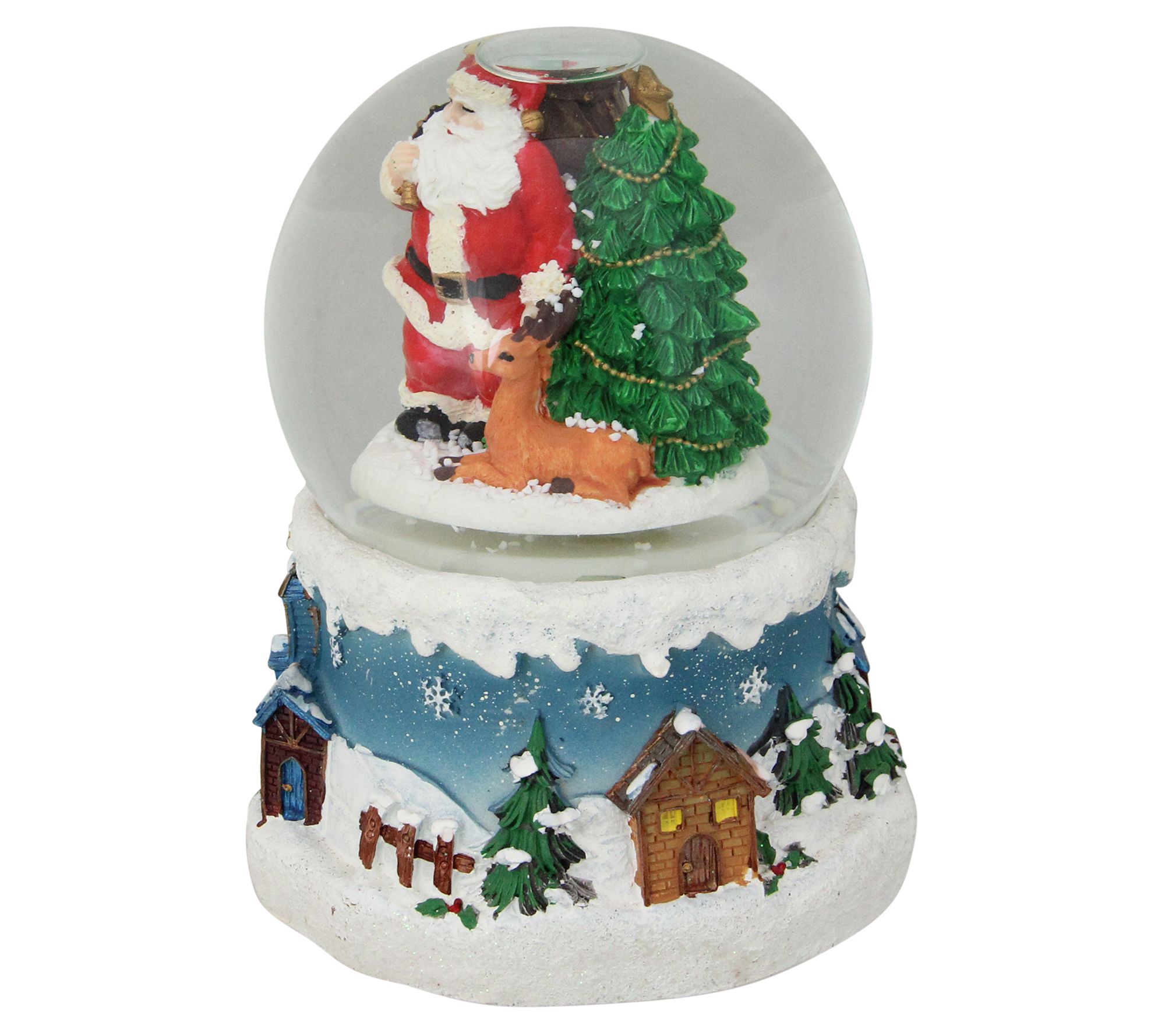 Northlight 6" Santa w/ Tree & Reindeer Blowing Snow Globe - QVC.com