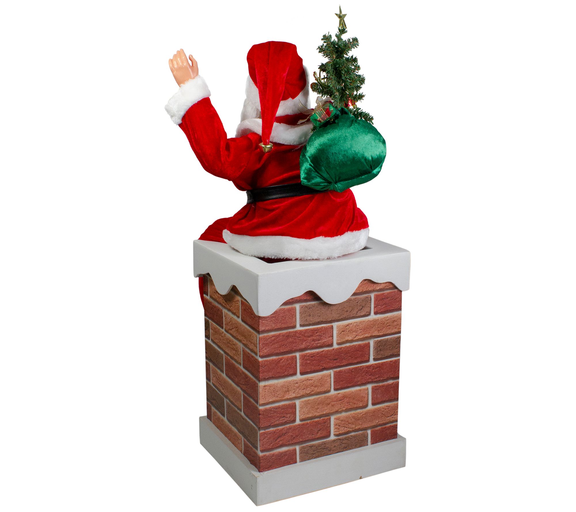 Northlight Santa Delivering Presents Down a Chimney Decor - QVC.com