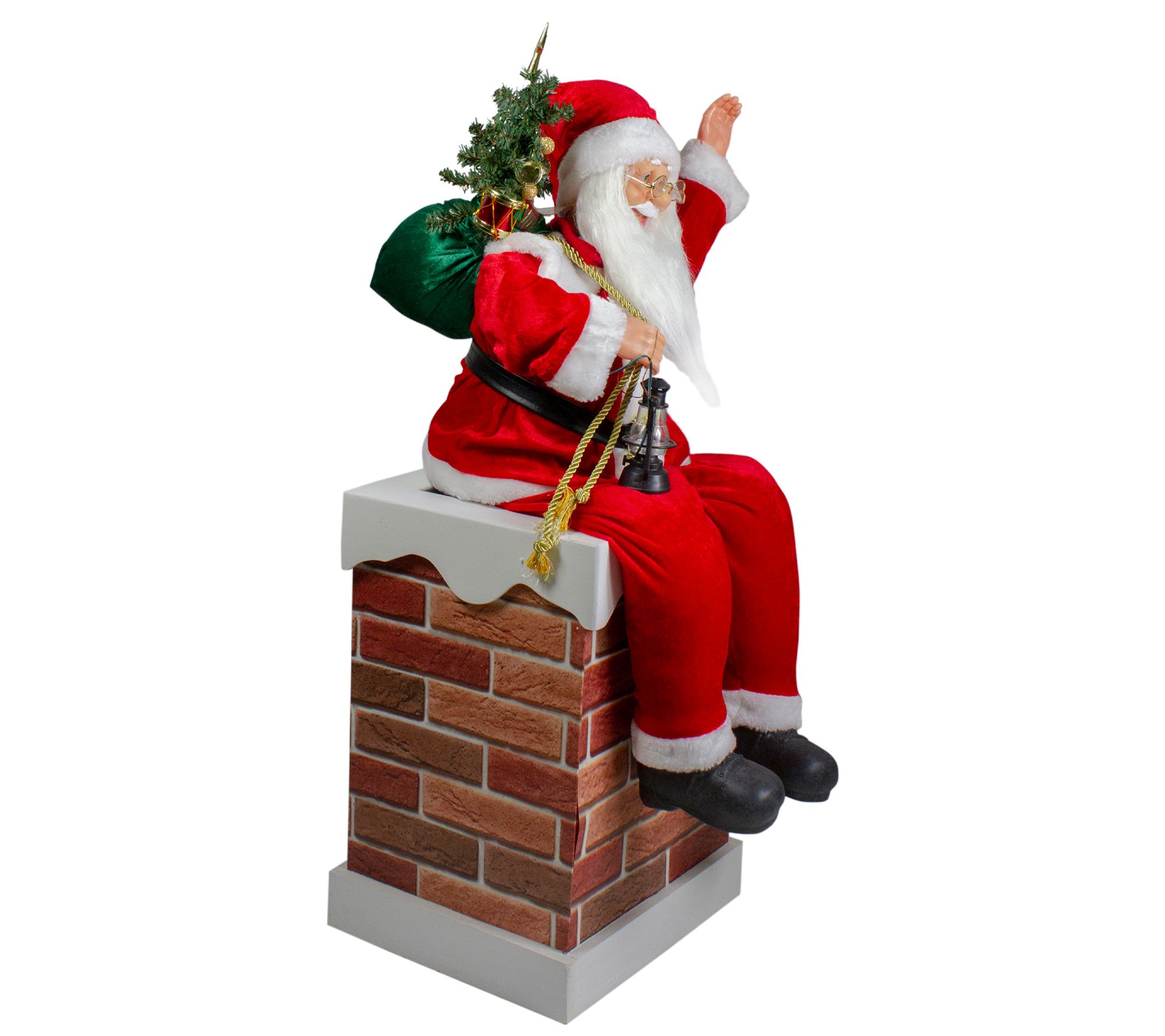 Northlight Santa Delivering Presents Down a Chimney Decor - QVC.com