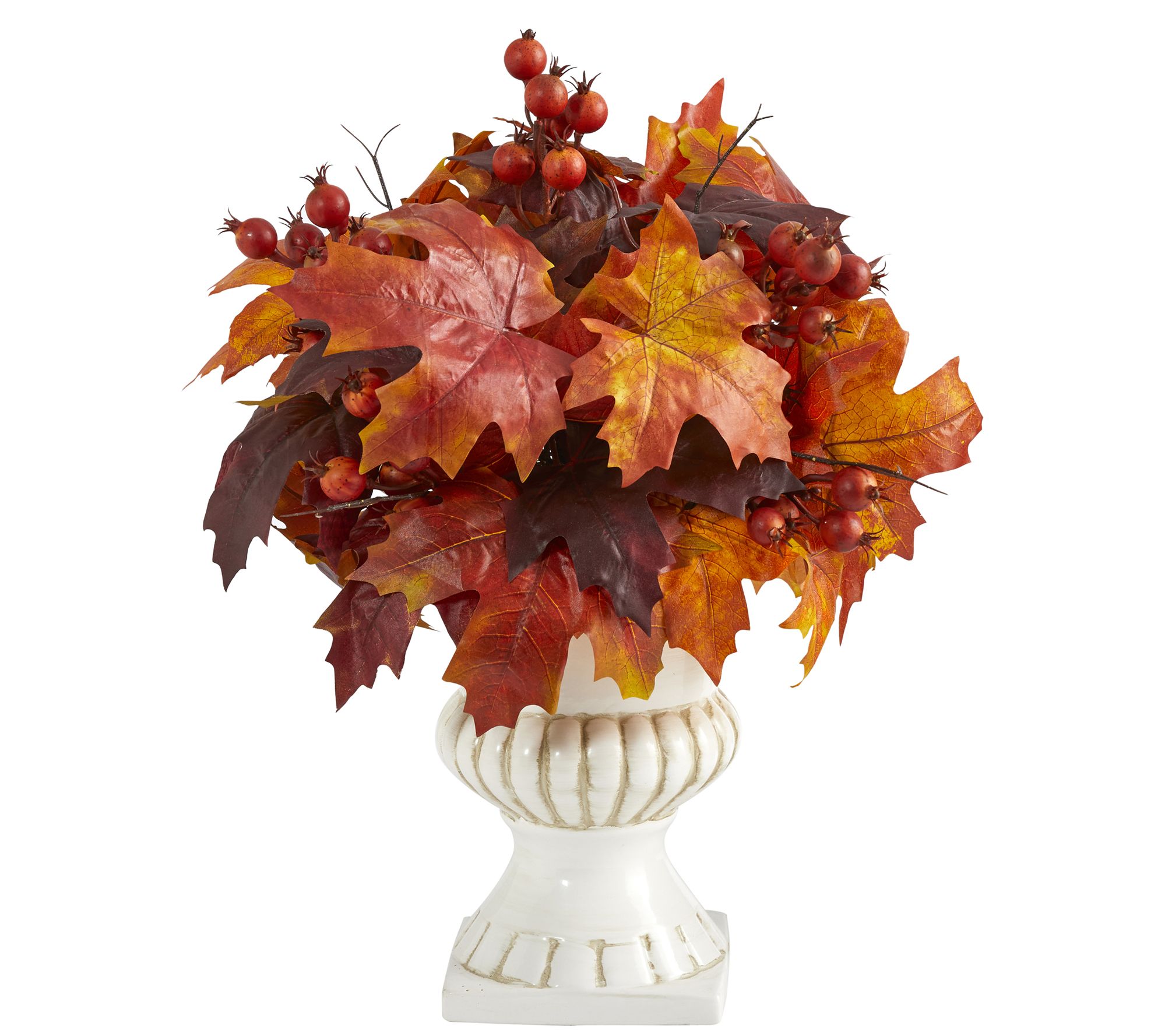 Nearly Natural 20" Autumn Maple Leaf & Berrieslant - QVC.com