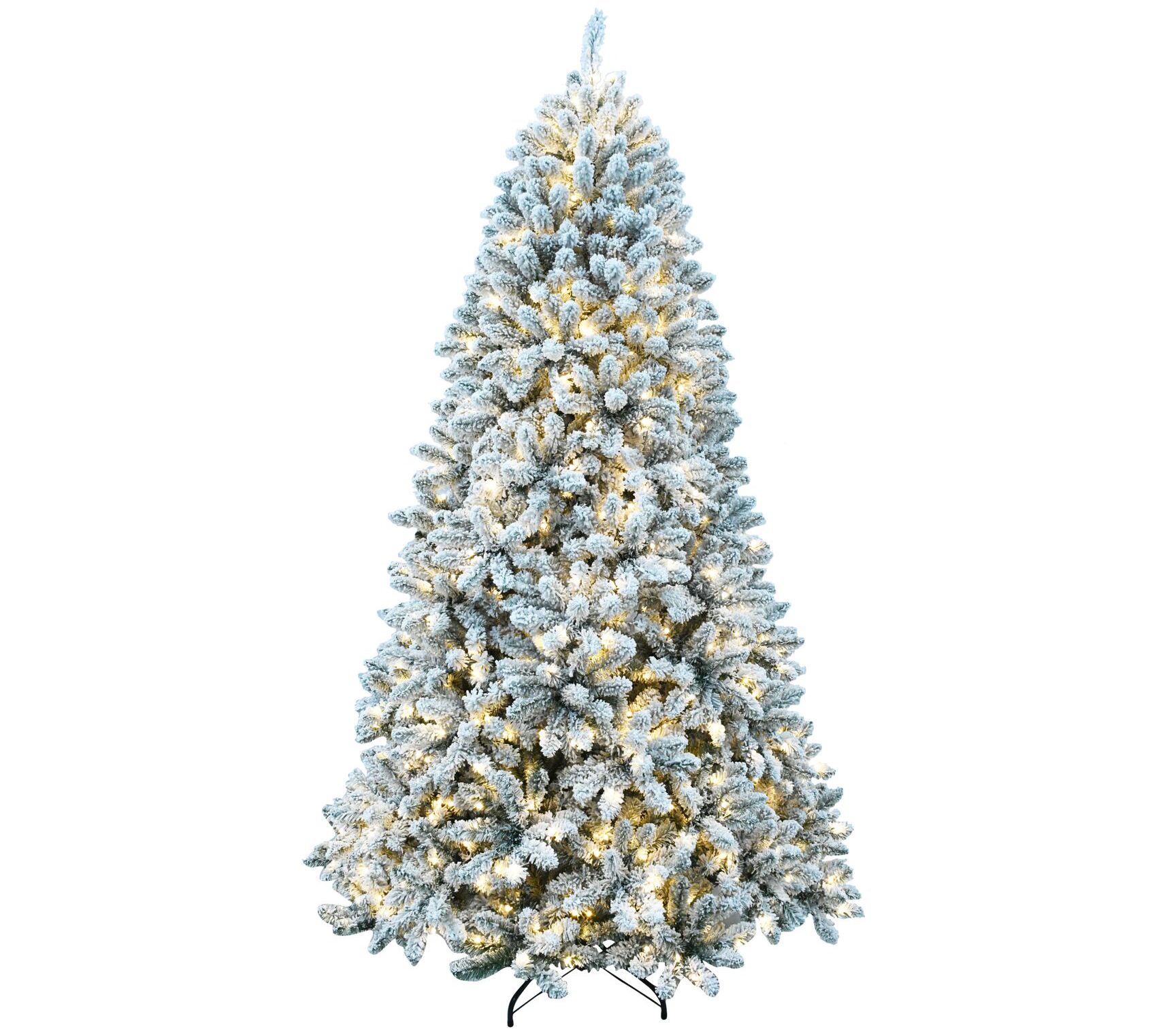 Fraser Hill Farm 7.5' Flocked Winter Snow PineChristmas Tree - QVC.com