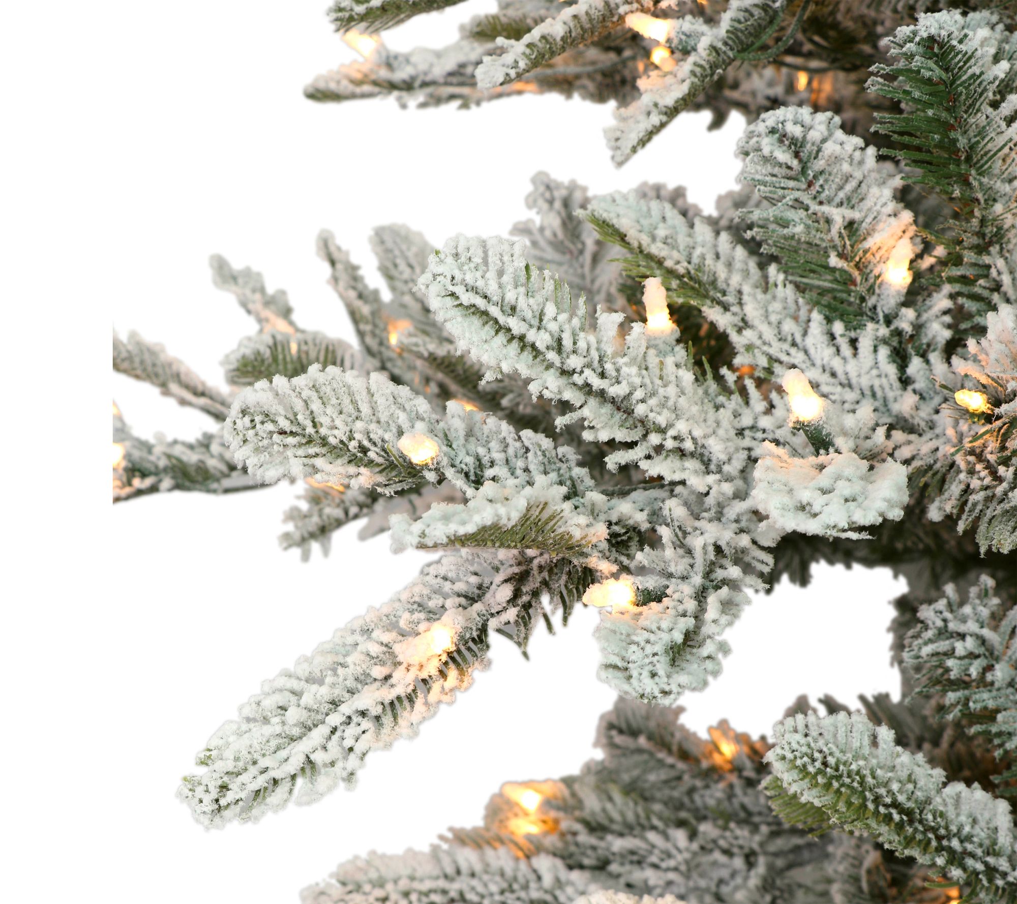 Puleo International 7.5 ft Pre-Lit Flocked Aspen Fir Tree - QVC.com