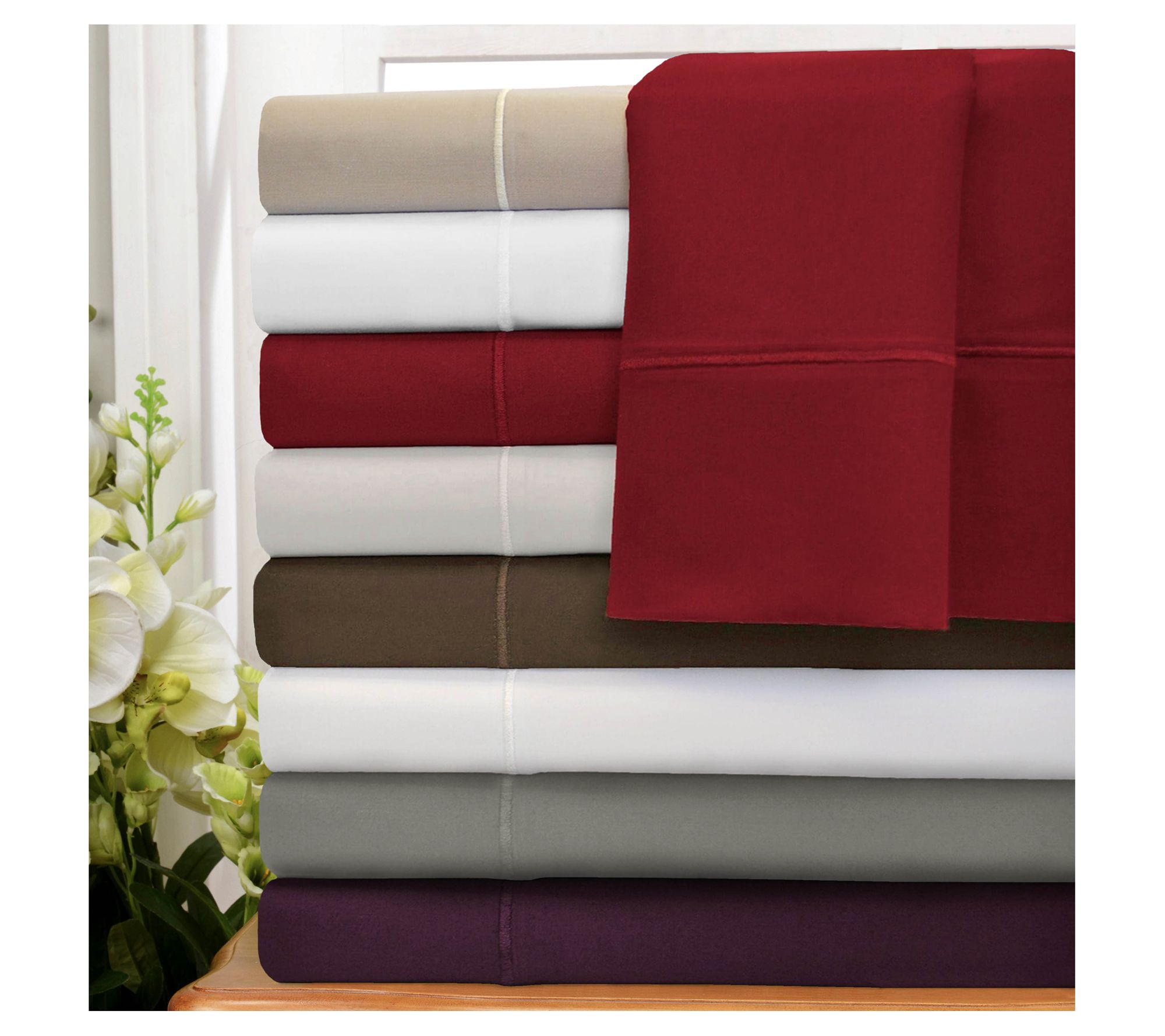 Superior 1500TC Solid Cotton Marrow Stitch Sheet Set, Queen - QVC.com