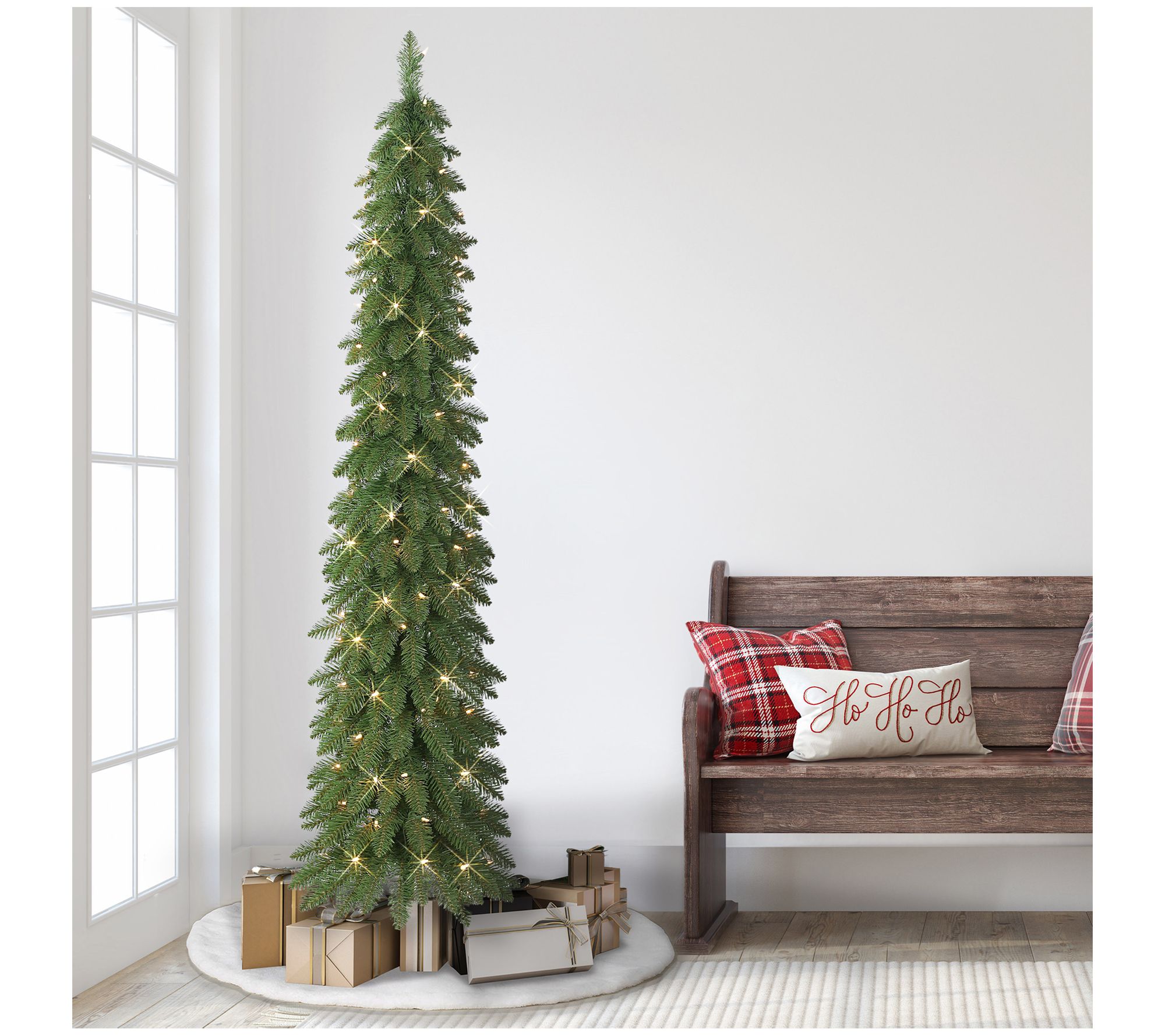 Puleo 7 ft Pre-Lit Alpine Artificial Pencil Tree - QVC.com