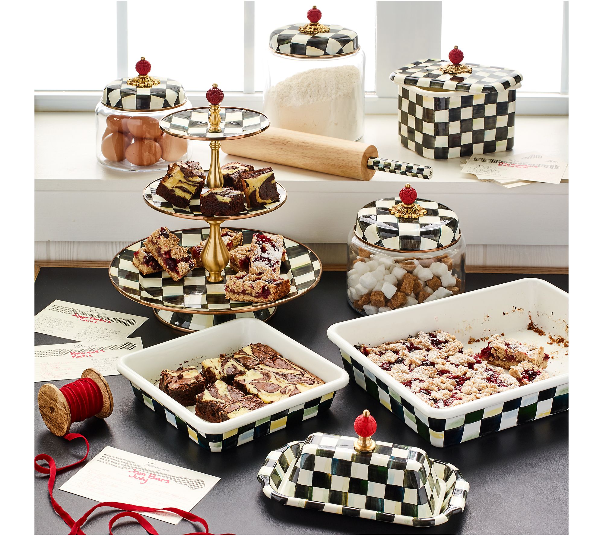 MacKenzie Childs Set of 3 Glass Kitchen Canisters - QVC.com