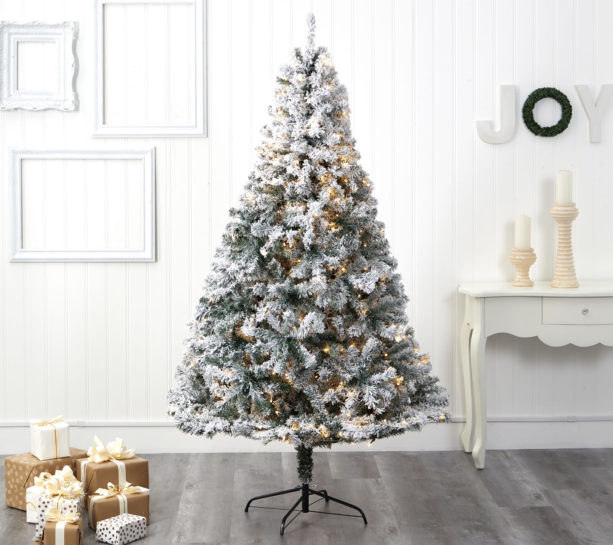 Nearly Natural 7-ft Flocked Rock Springs Christmas Tree - QVC.com