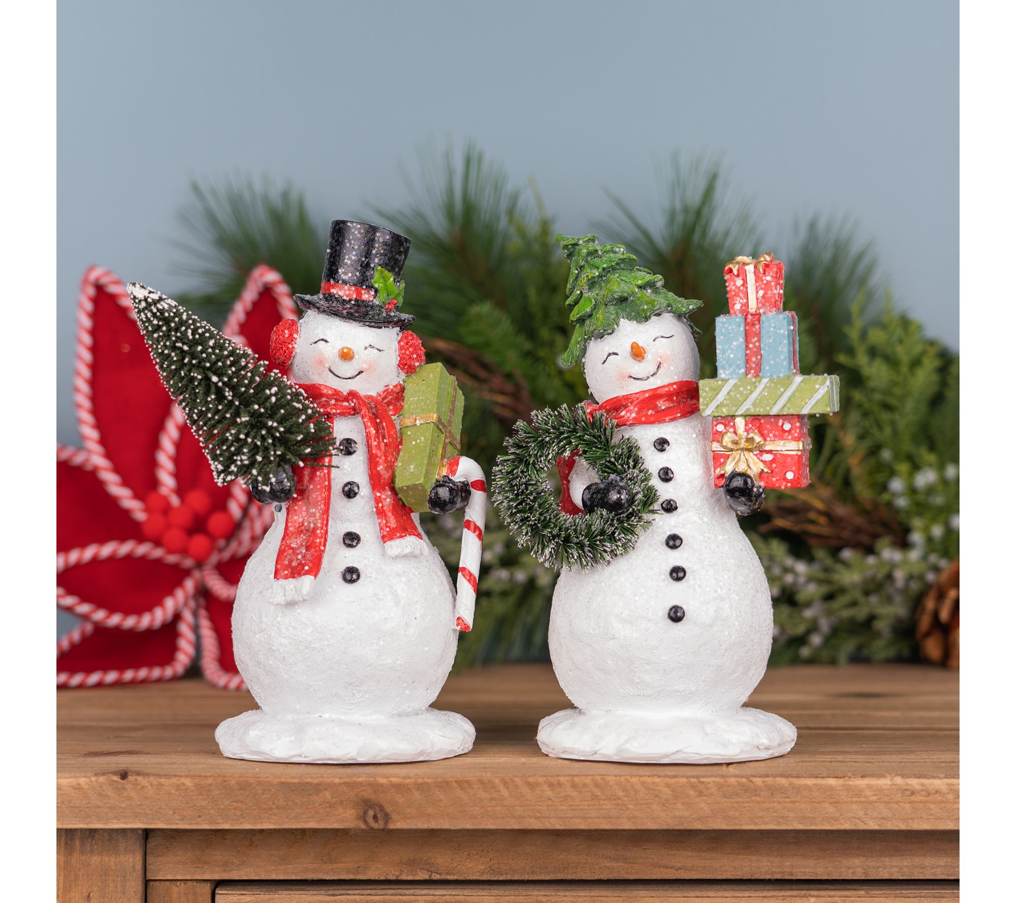 Melrose Snowman Couple Figurine (Set of 2) - QVC.com