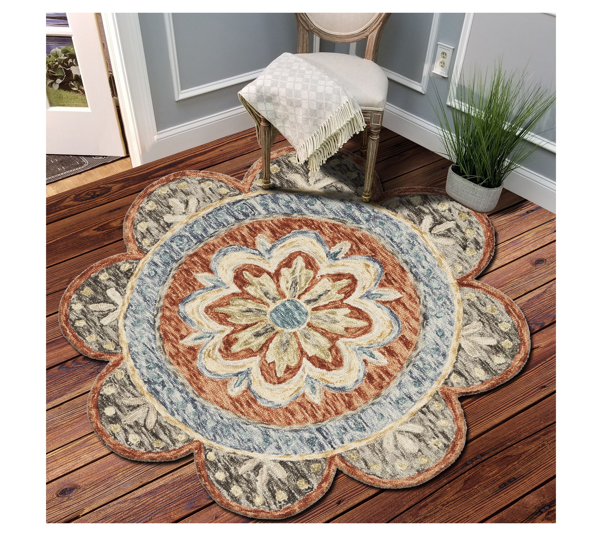Ox Bay Michelle Floral Medallion Wool Indoor 6'Round Rug - QVC.com