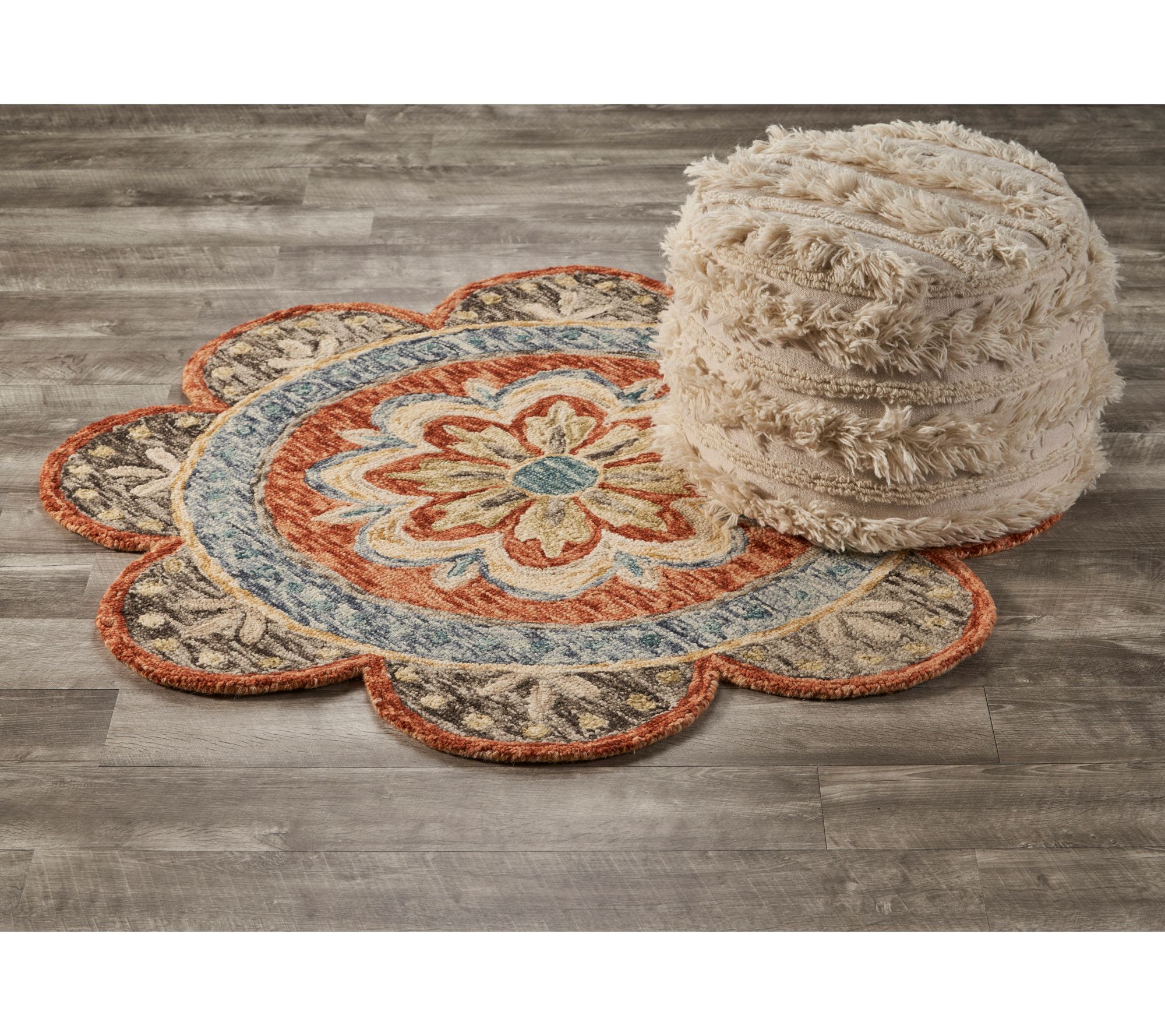 Ox Bay Michelle Floral Medallion Wool Indoor 6'Round Rug - QVC.com