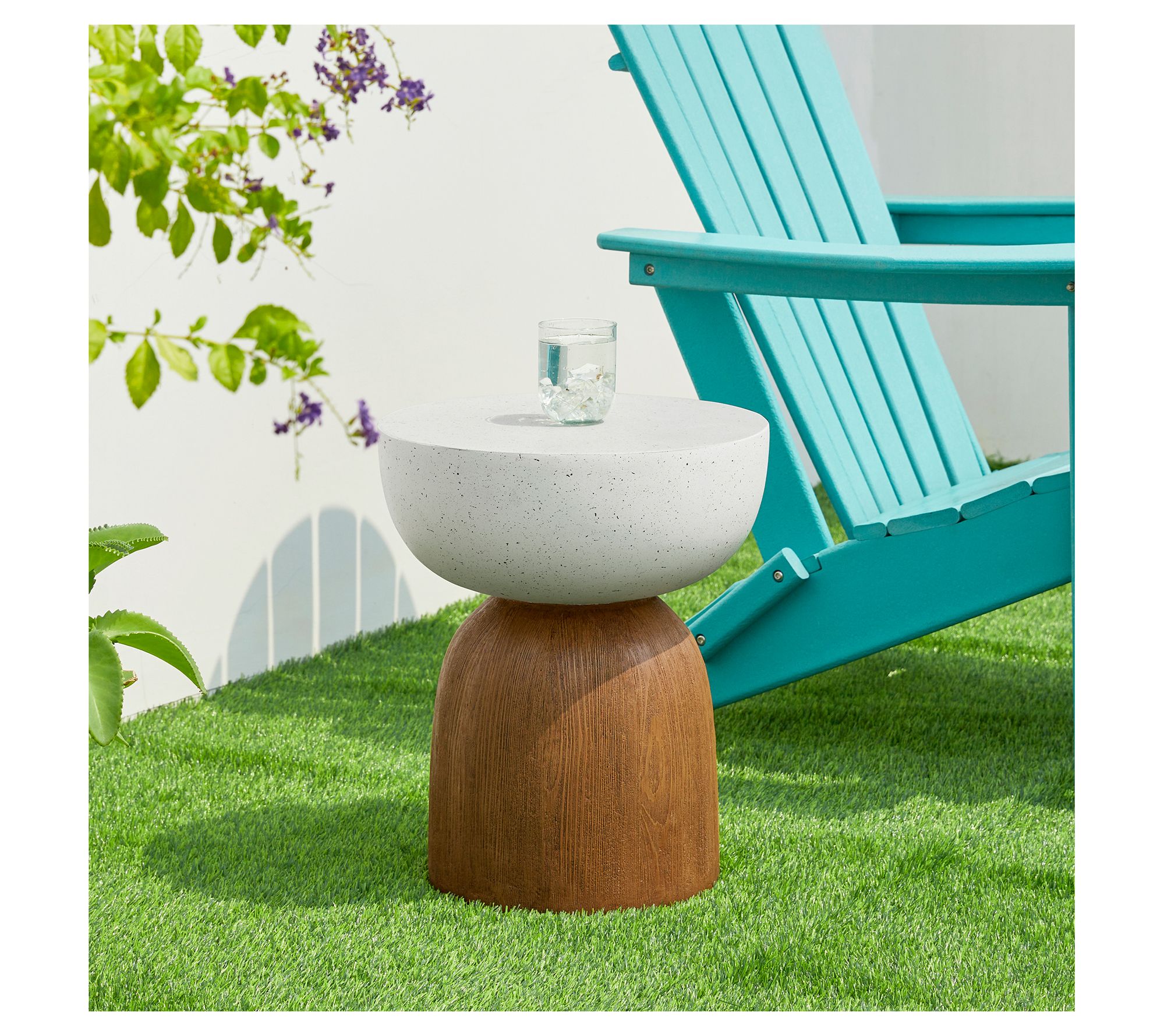 Glitzhome 18" Faux Wood Geometric Garden Stool/ Table - QVC.com