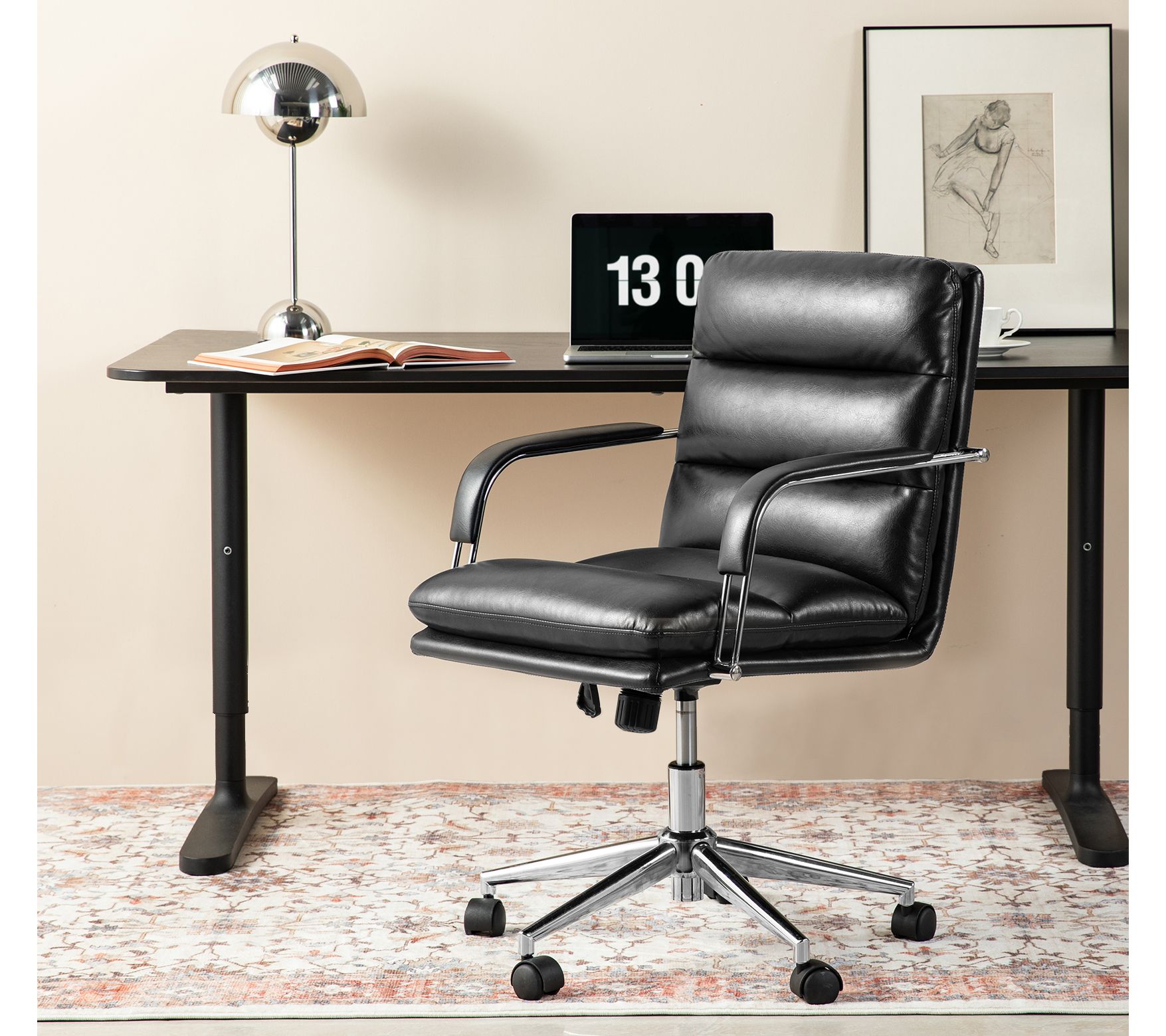 Glitzhome Modern Leatherette Adjustable SwivelOffice Chair - QVC.com