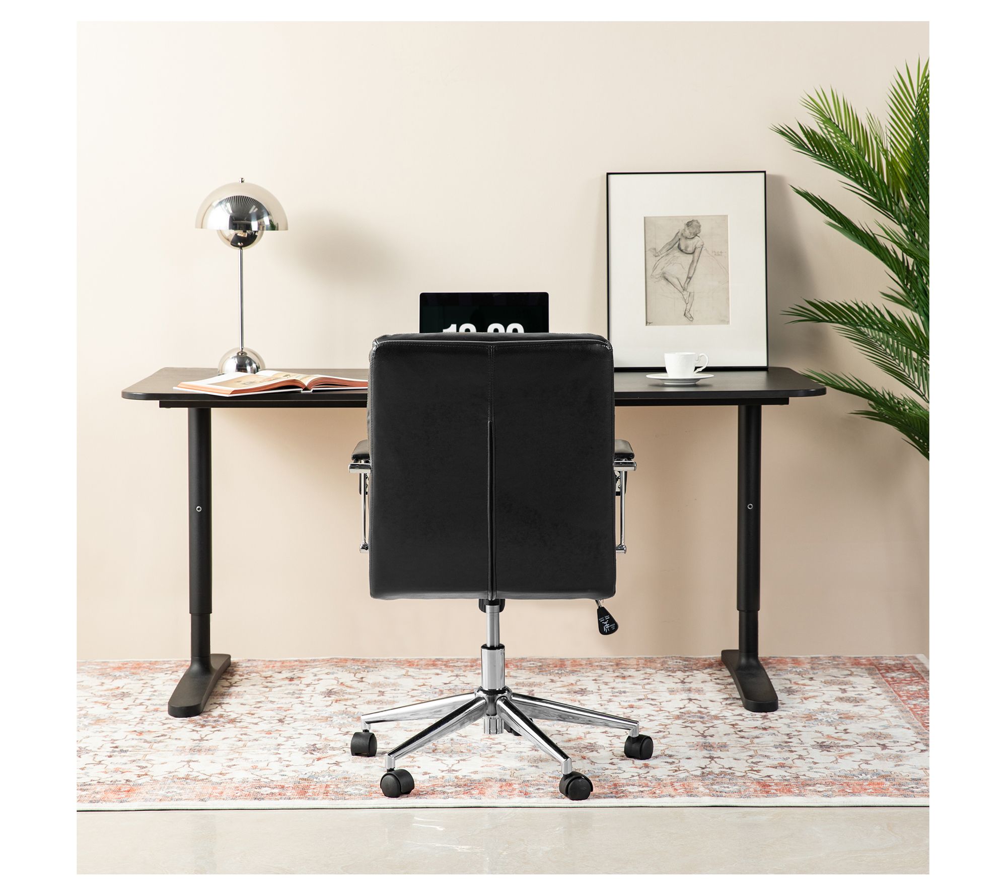 Glitzhome Modern Leatherette Adjustable SwivelOffice Chair - QVC.com