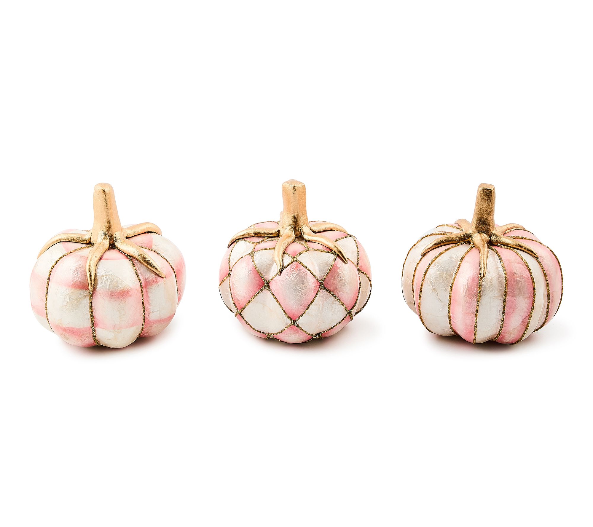 MacKenzie-Childs Rosy Capiz Pumpkins, Set of 3 - QVC.com
